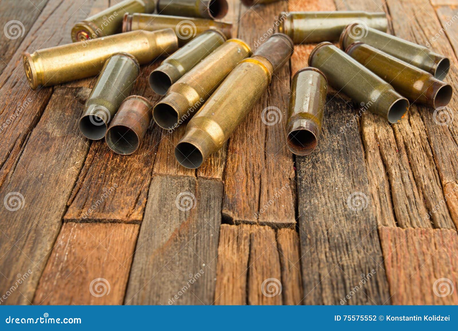 Bullets Shell on Wooden Background. Stock Photo - Image of heap, force ...