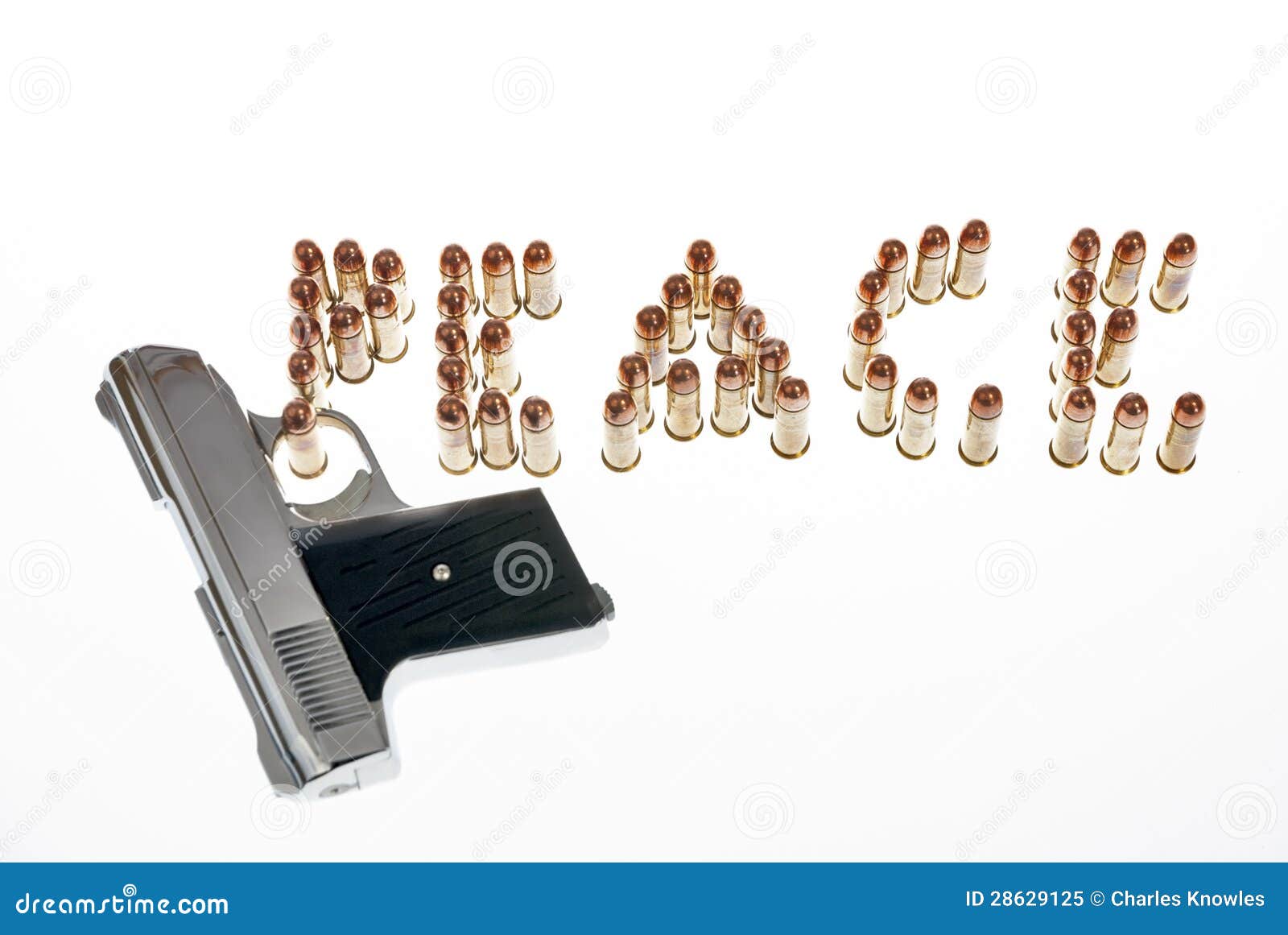 Bullets Spelling Peace and a Pistol Stock Image - Image of firearm ...