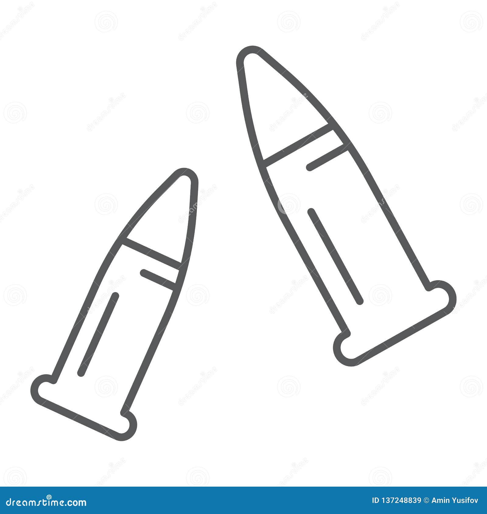 Bullets Thin Line Icon, Ammo and Caliber, Ammunition Sign, Vector ...