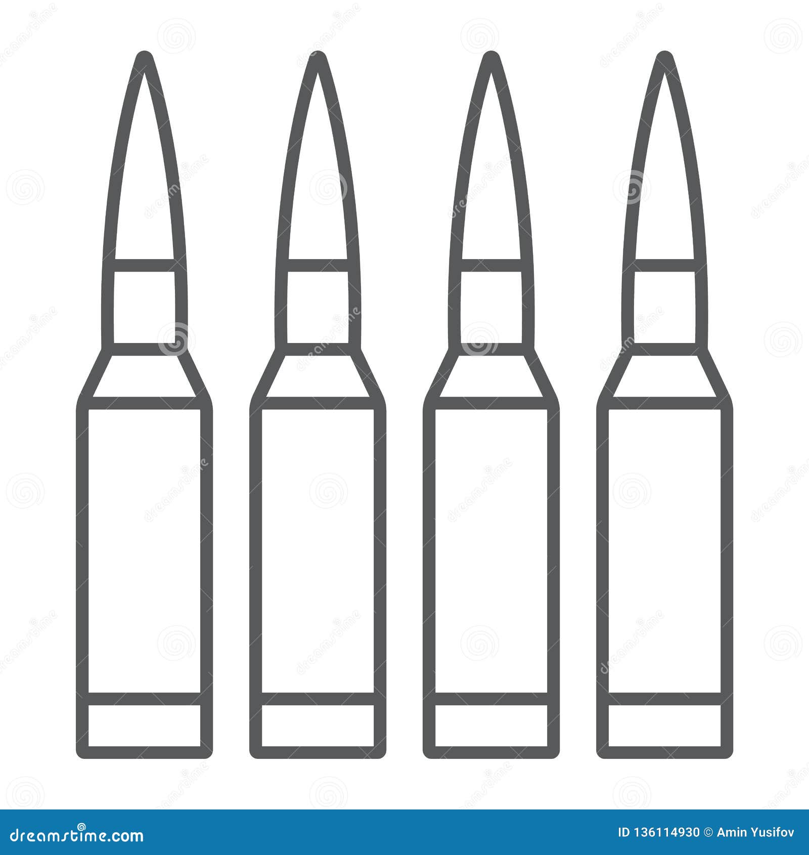 Bullets Thin Line Icon. Weapon Bullet Cartridge, Gunshot Ammunition ...