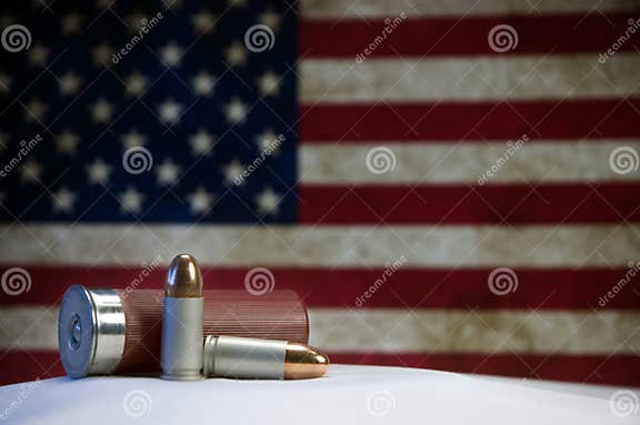 Bullets and US Flag stock image. Image of destruction - 15584801