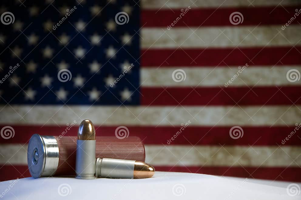 Bullets and US Flag stock image. Image of destruction - 15584801