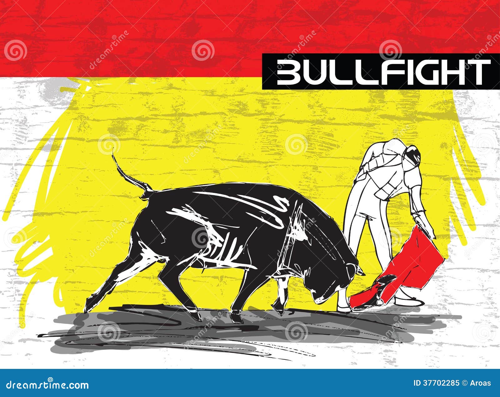 Bullfight illustration stock vector. Illustration of fight - 37702285
