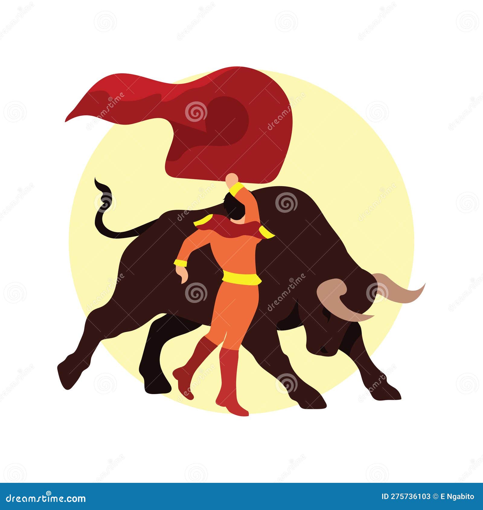 Bullfighter Awaiting for the Bull in the Bullring. Vector Illustration ...