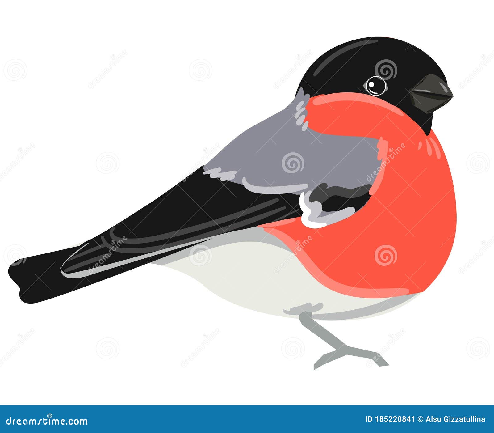 Bullfinch, Hand Drawn Cute Bird Vector Illustration Stock Illustration ...