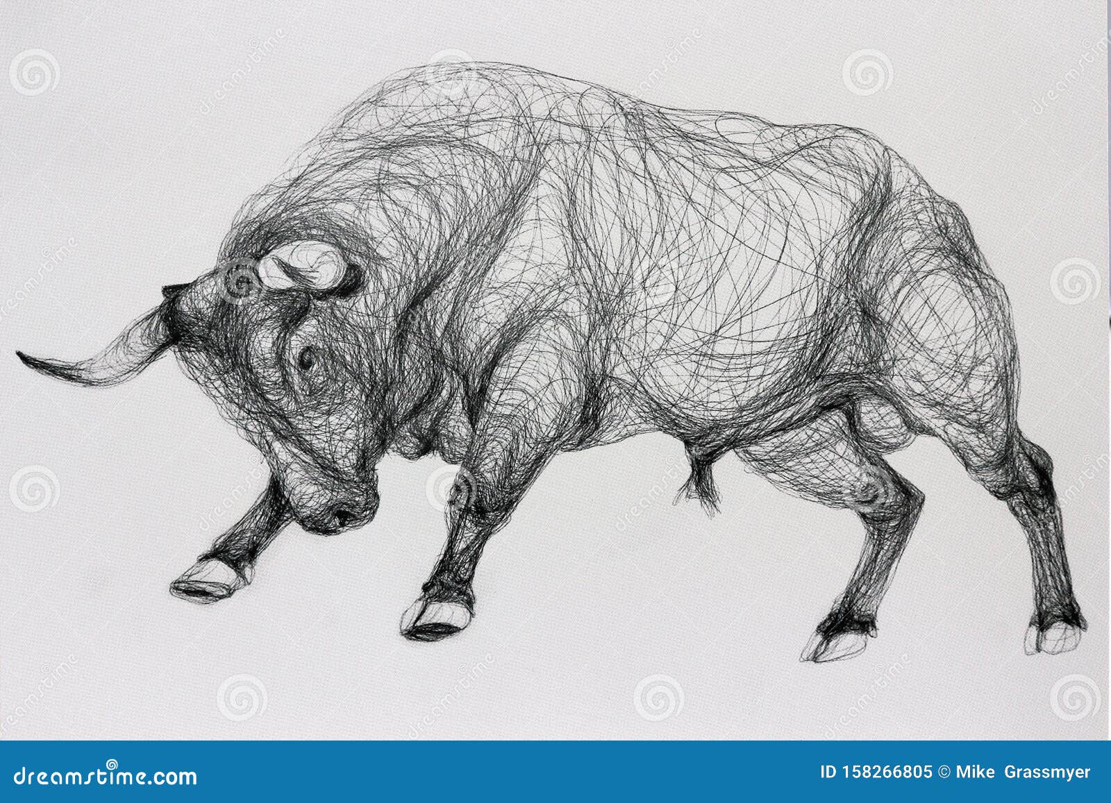 Bullish stock illustration. Illustration of horn, drawing - 158266805