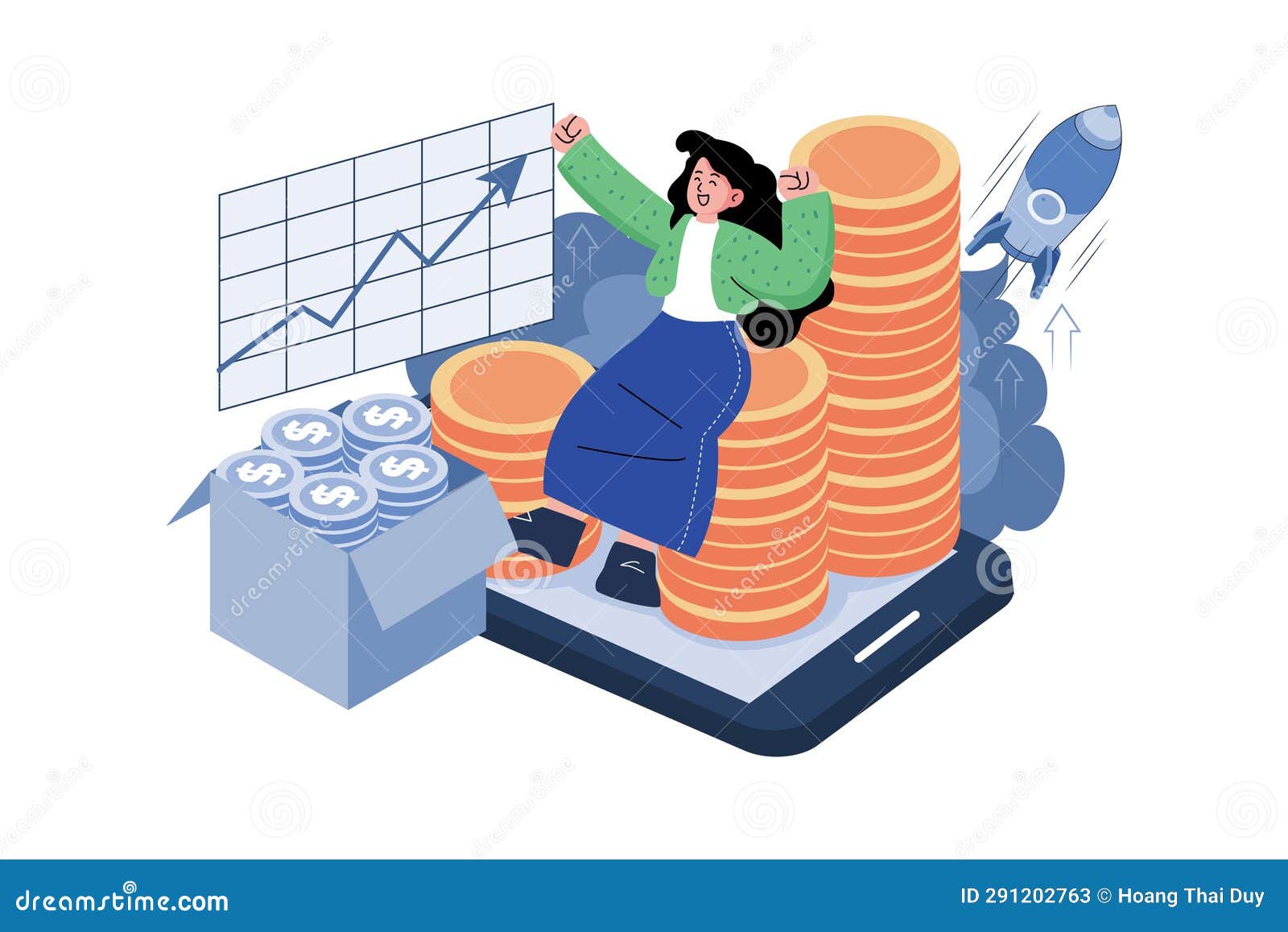 Bullish Crypto Coin Illustration Concept on White Background Stock ...