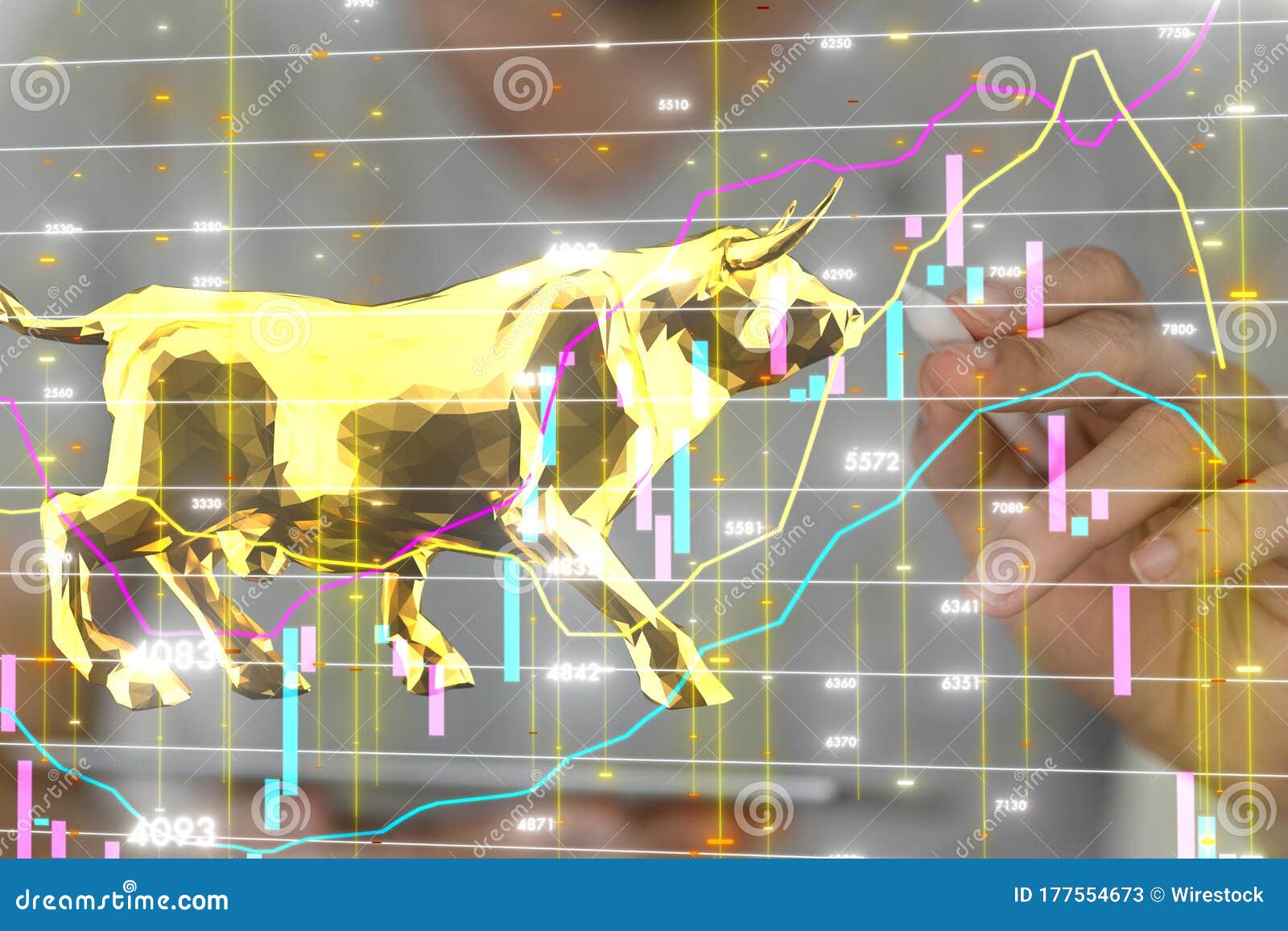A Bullish Diagram - Graph Stock Trading Stock Image - Image of night ...