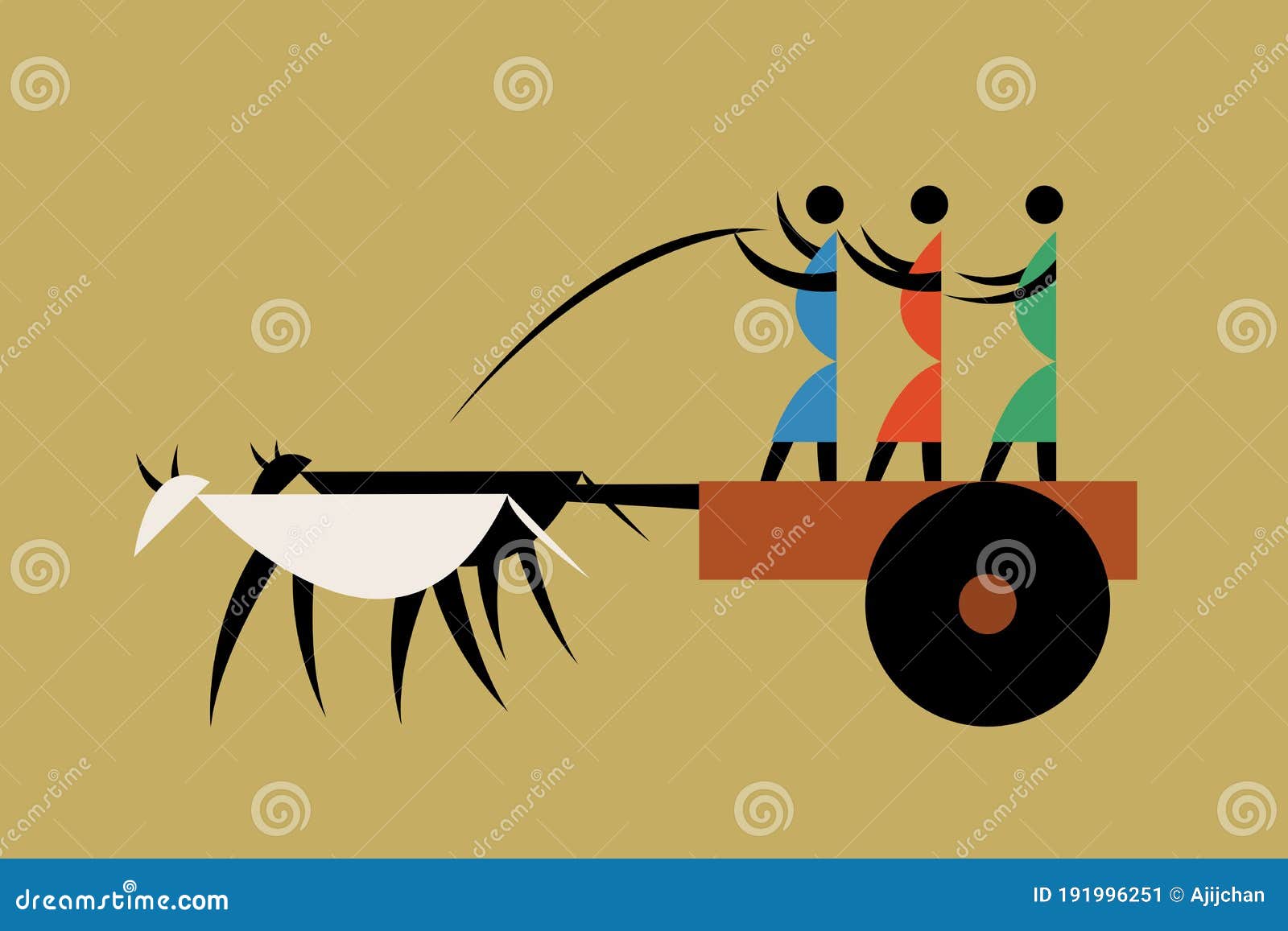 Indian Bullock Cart Representing Colorful India Cartoon Vector ...