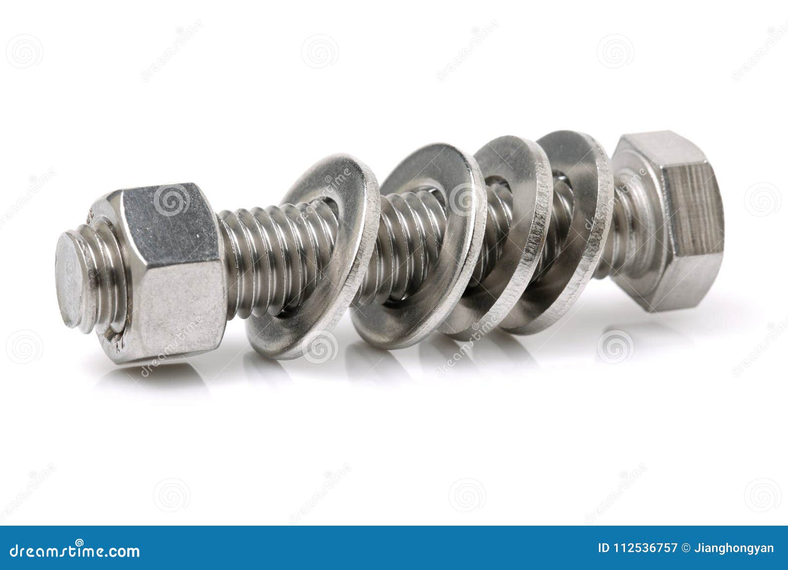 Bullone Capo E Dado Con La Rondella Immagine Stock - Immagine di ...