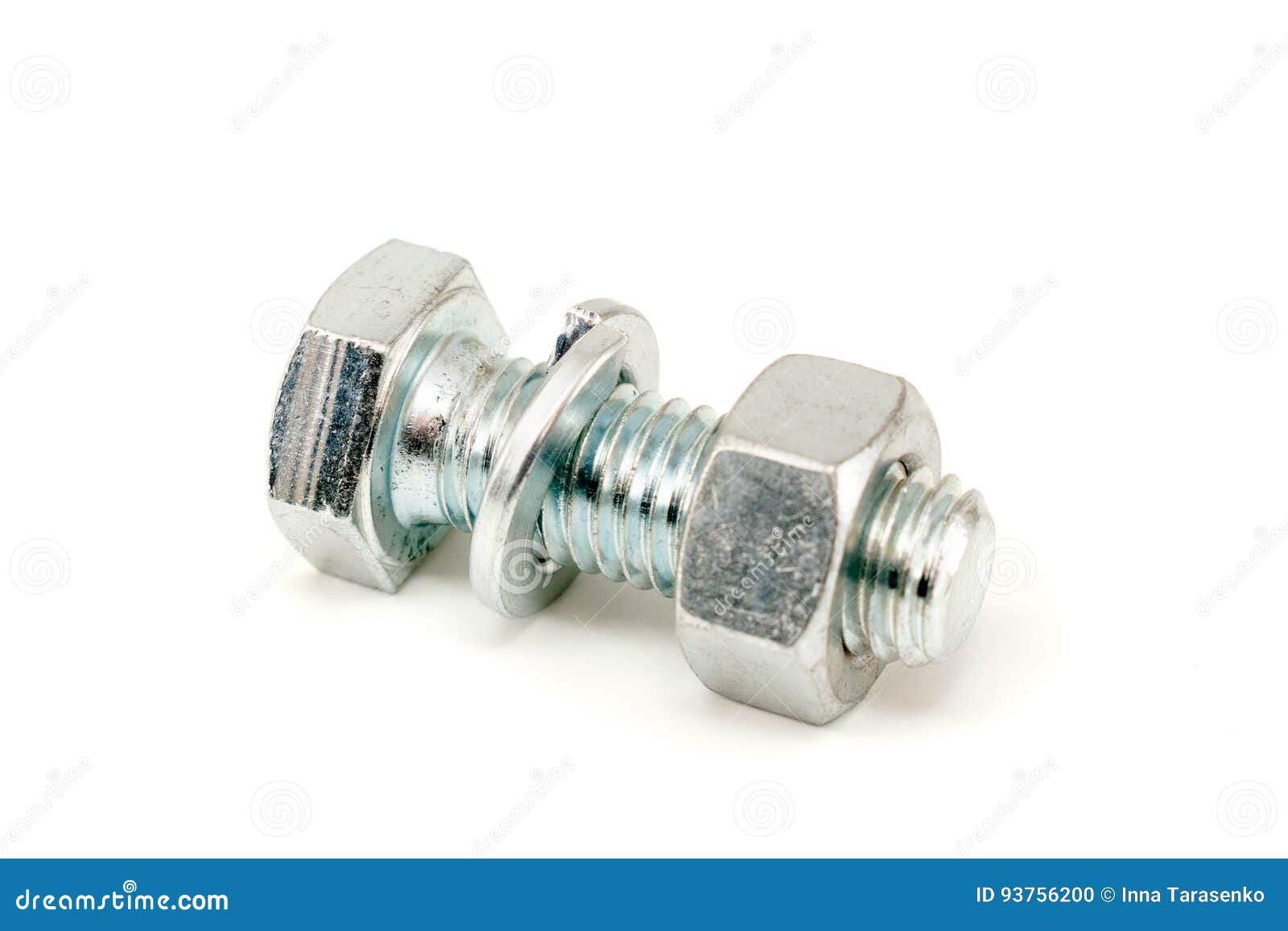 Bullone Del Metallo Con Il Dado E La Rondella Fotografia Stock ...