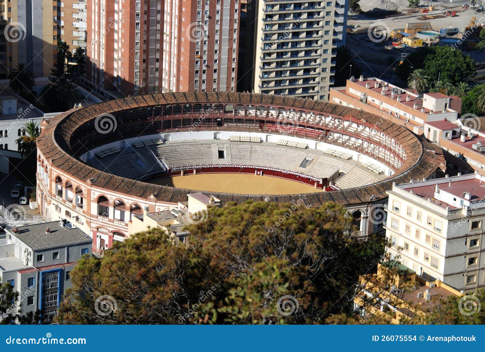 Bullring, Malaga, Spain. stock photo. Image of view, sunny - 26075554