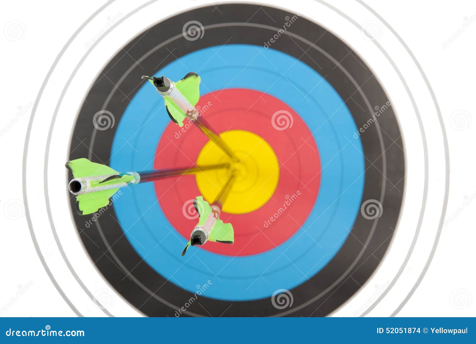 Bulls Eye Hit by Three Arrows Stock Photo - Image of black, field: 52051874