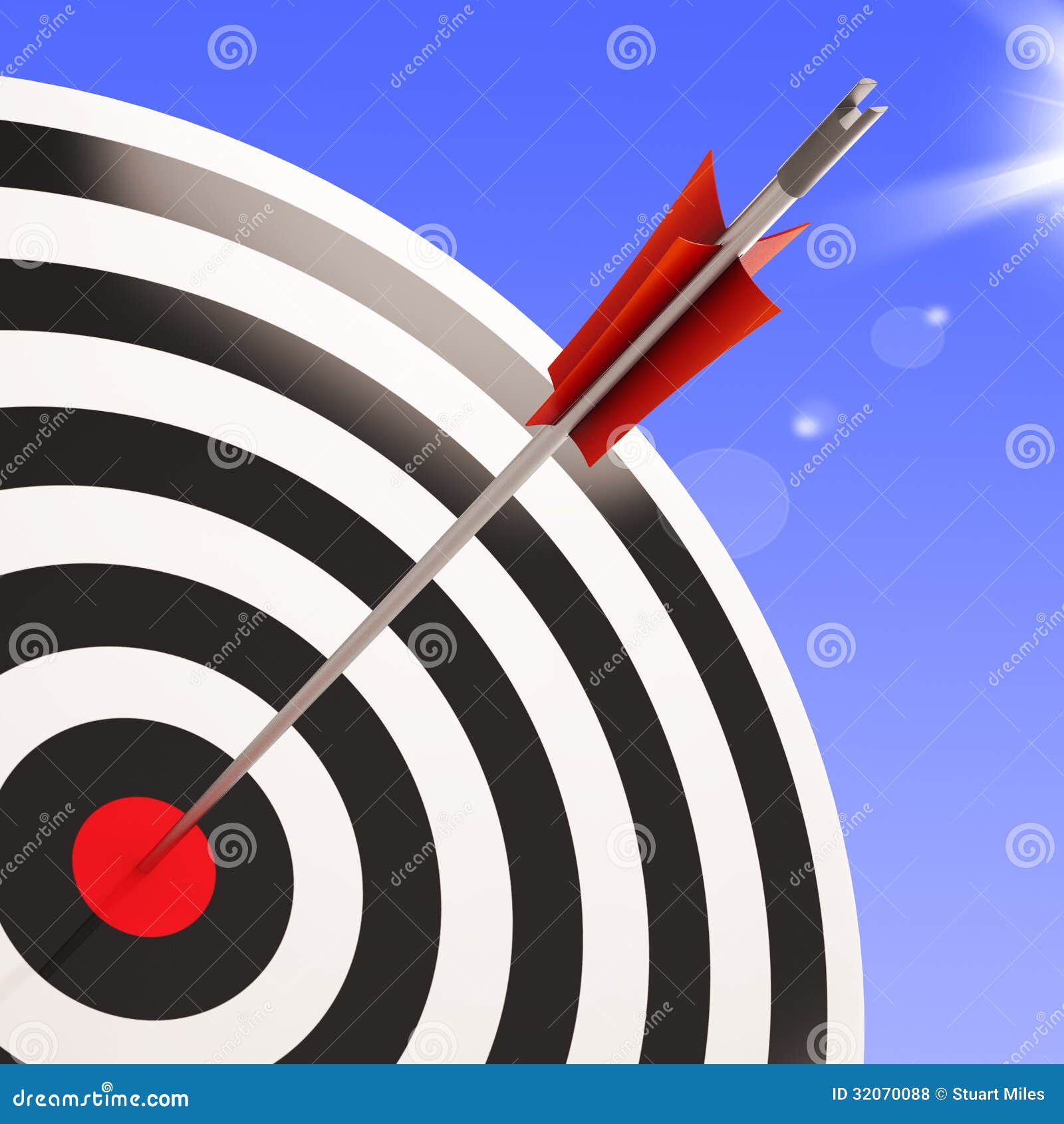 Bulls Eye Target Shows Performance Goal Achieved Stock Illustration ...