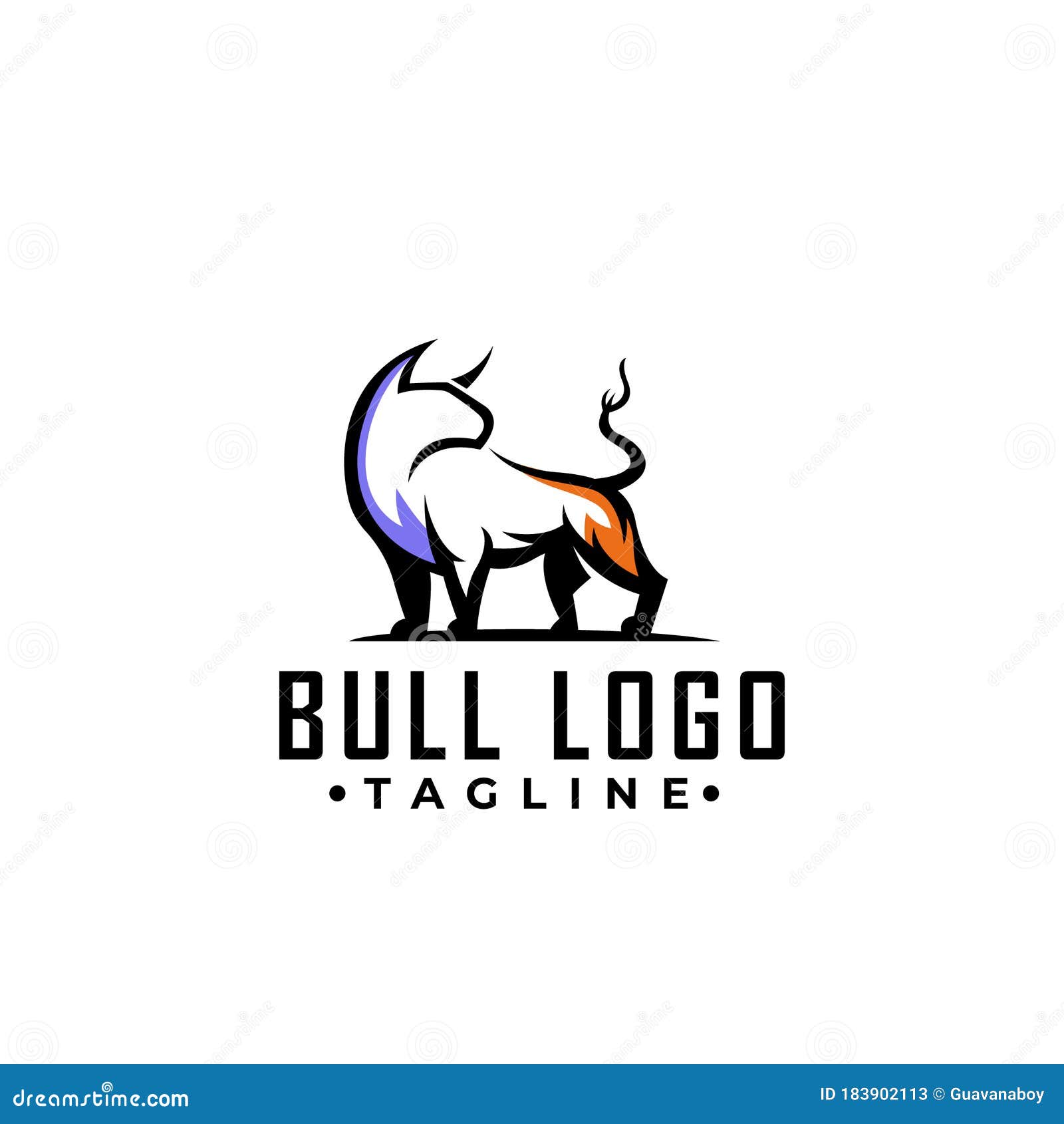 Bulls Minimalist Logo Design Template Stock Vector - Illustration of ...