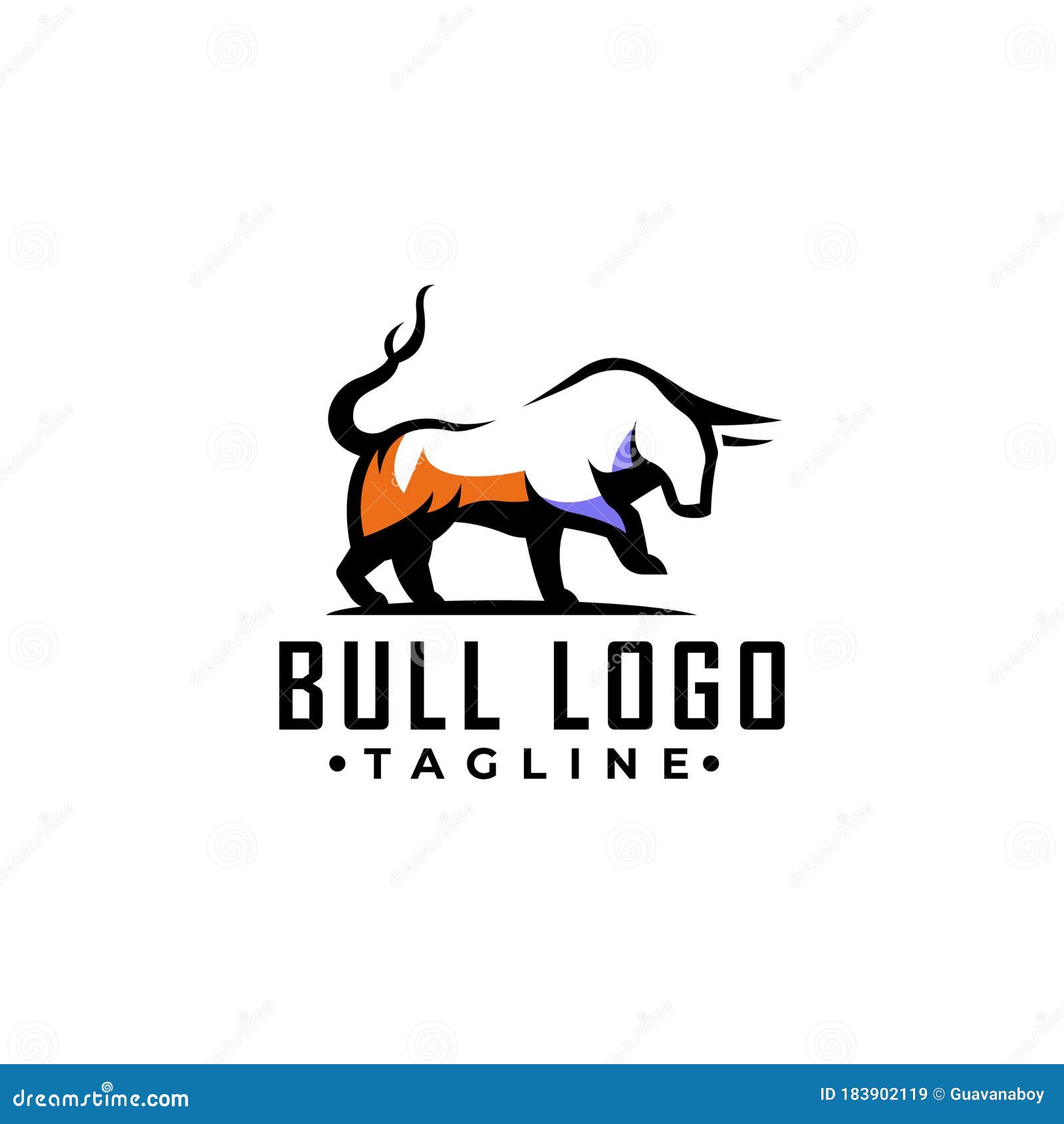Bulls Minimalist Logo Design Template Stock Vector - Illustration of ...