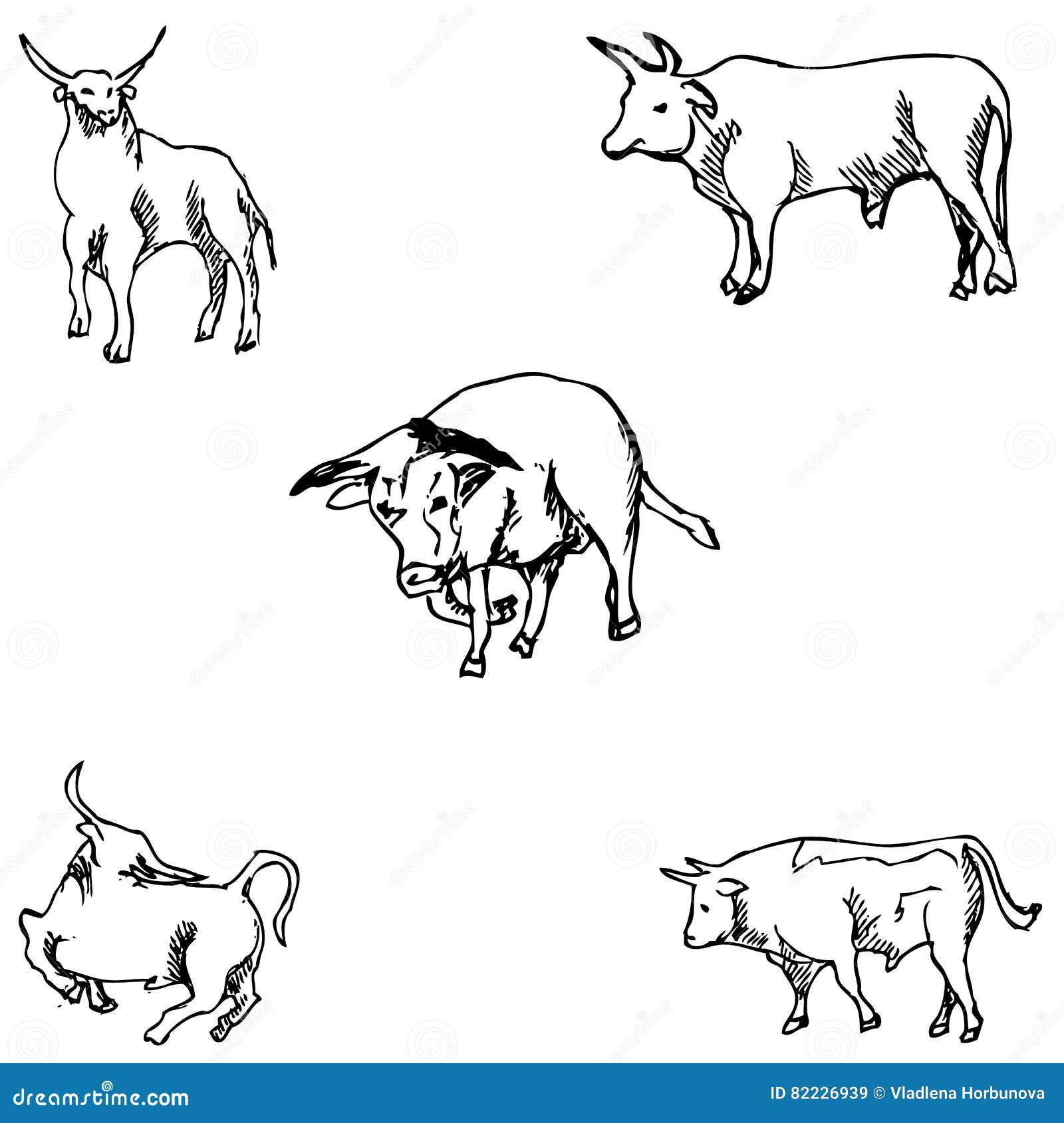 Bulls. Sketch Pencil. Drawing by Hand. Vector Stock Vector ...