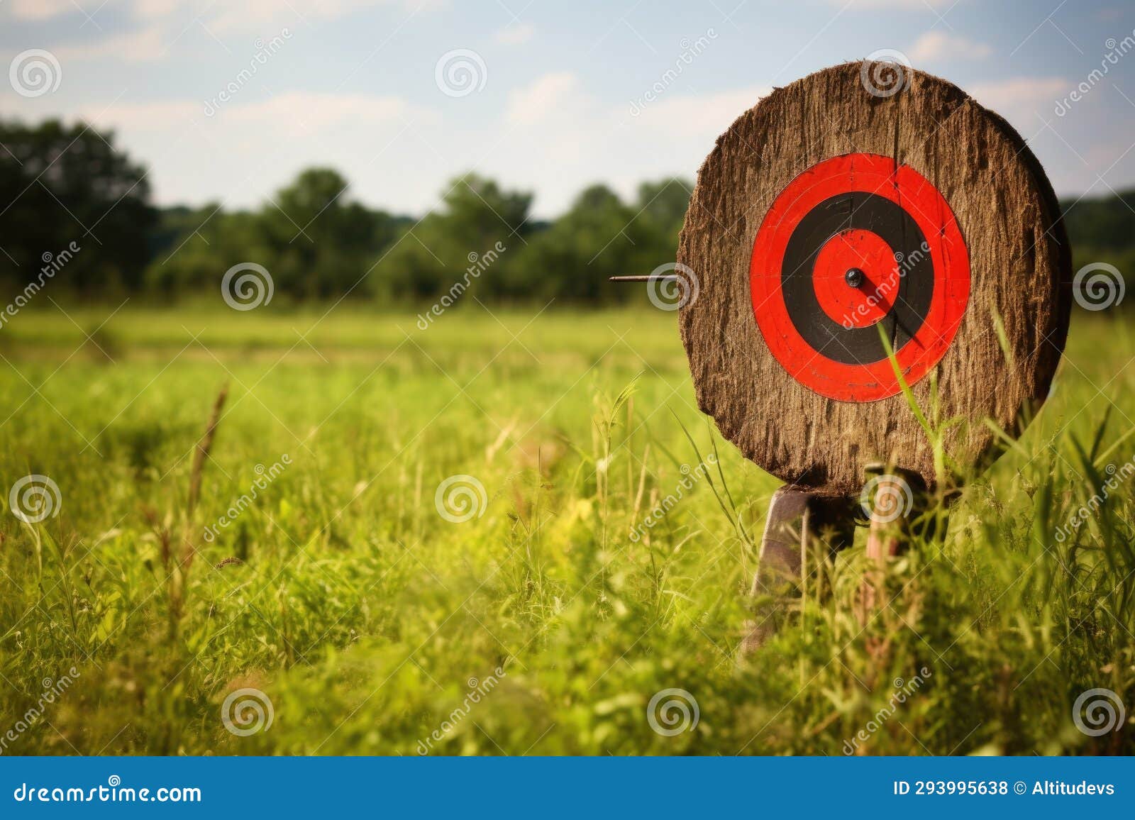 A Bullseye on an Archery Target in a Field Stock Photo - Image of ...
