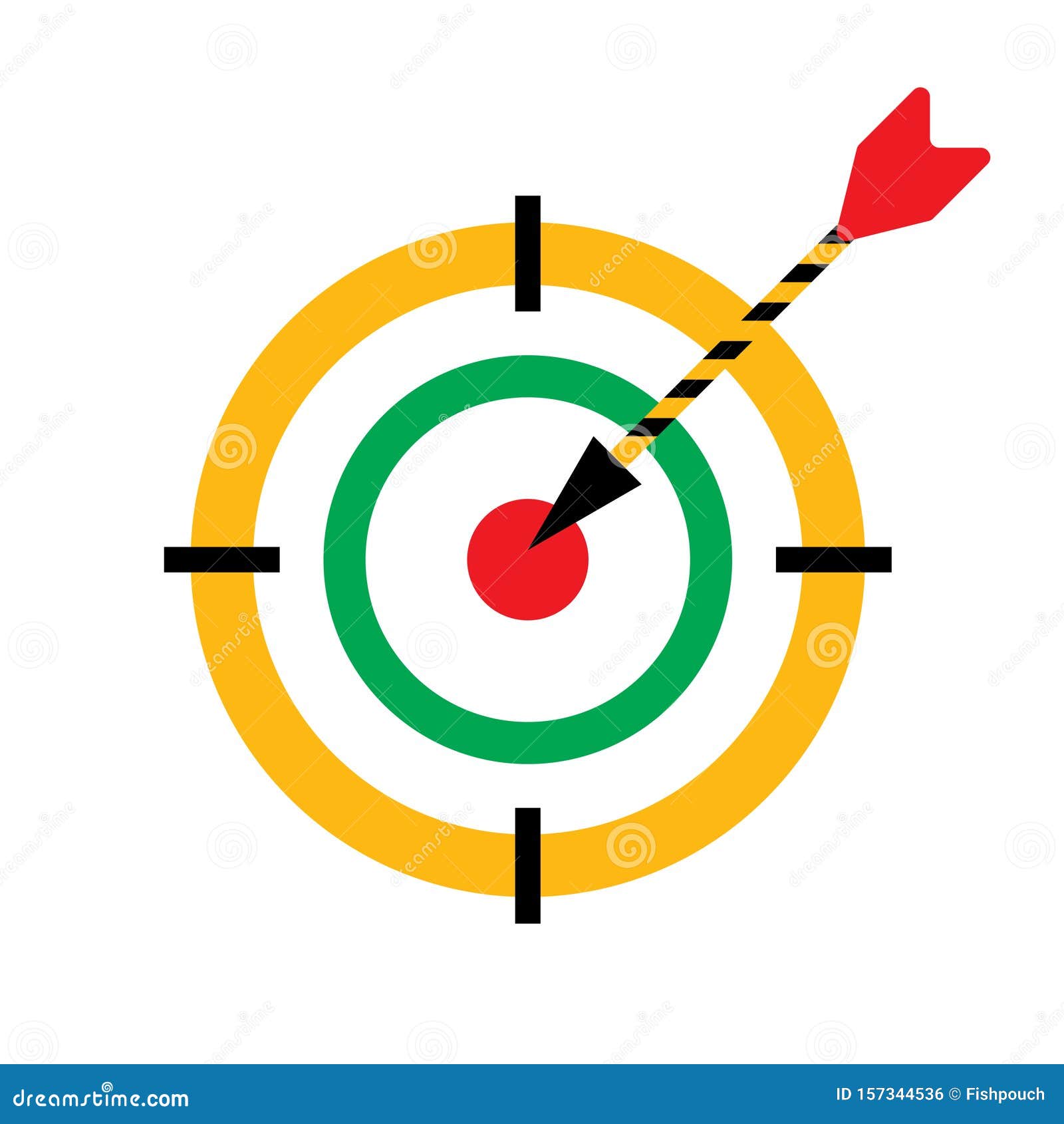 Bullseye Darts Vector Icon with Arrow. Hit the Target Symbol. Stock ...