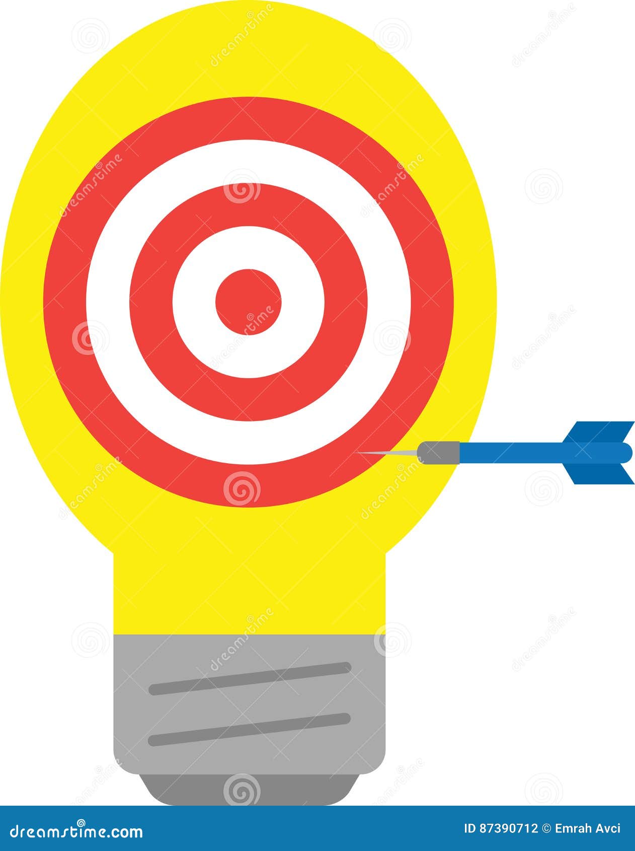 Bullseye with Light Bulb and Dart Stock Vector - Illustration of ...