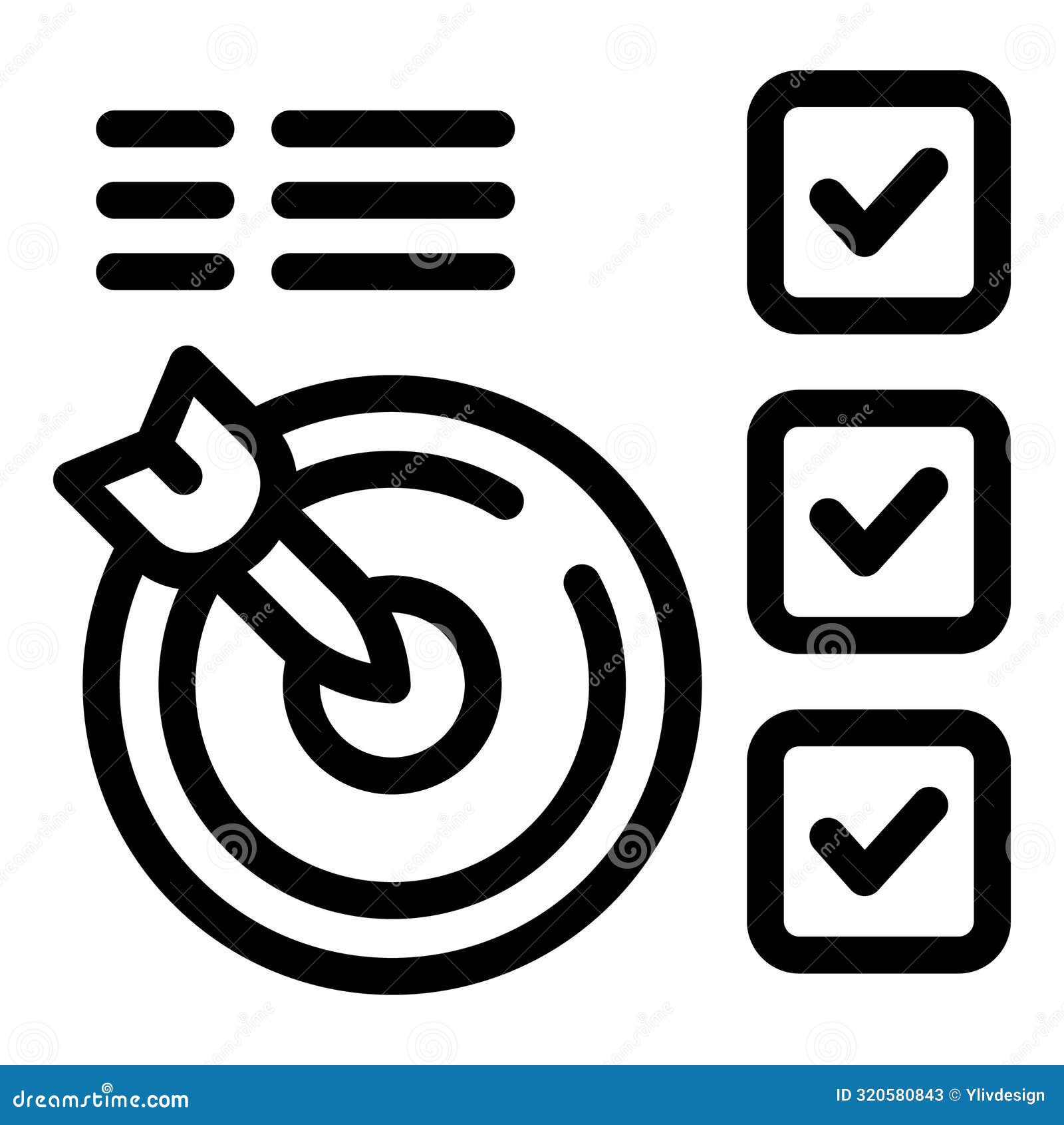 Bullseye Target Icon with Check Marks Stock Vector - Illustration of ...