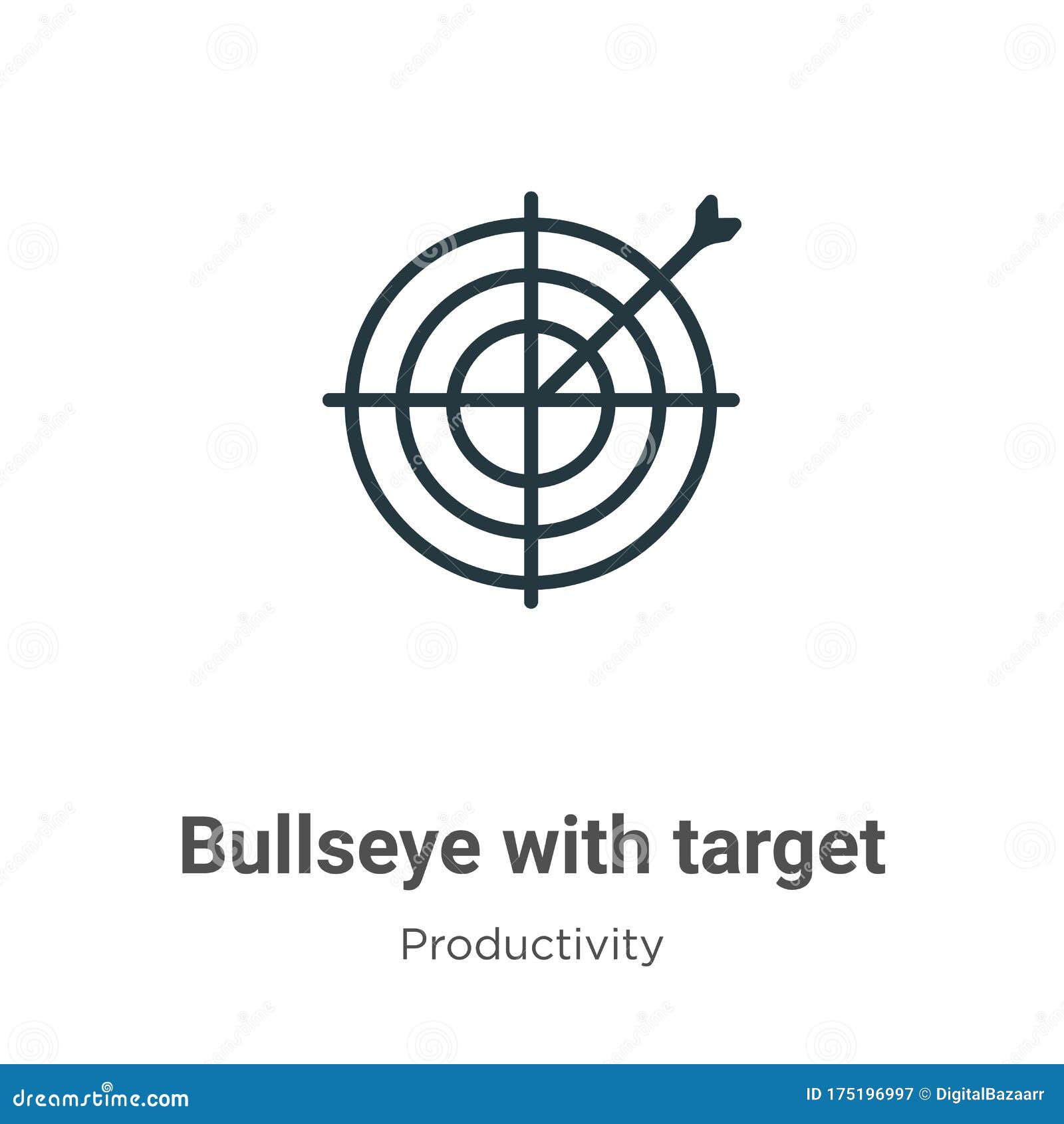 Bullseye with Target Symbol Outline Vector Icon. Thin Line Black ...