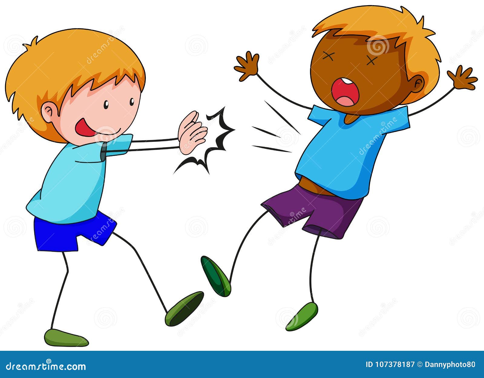 Bully boy pushing friend stock vector. Illustration of push - 107378187