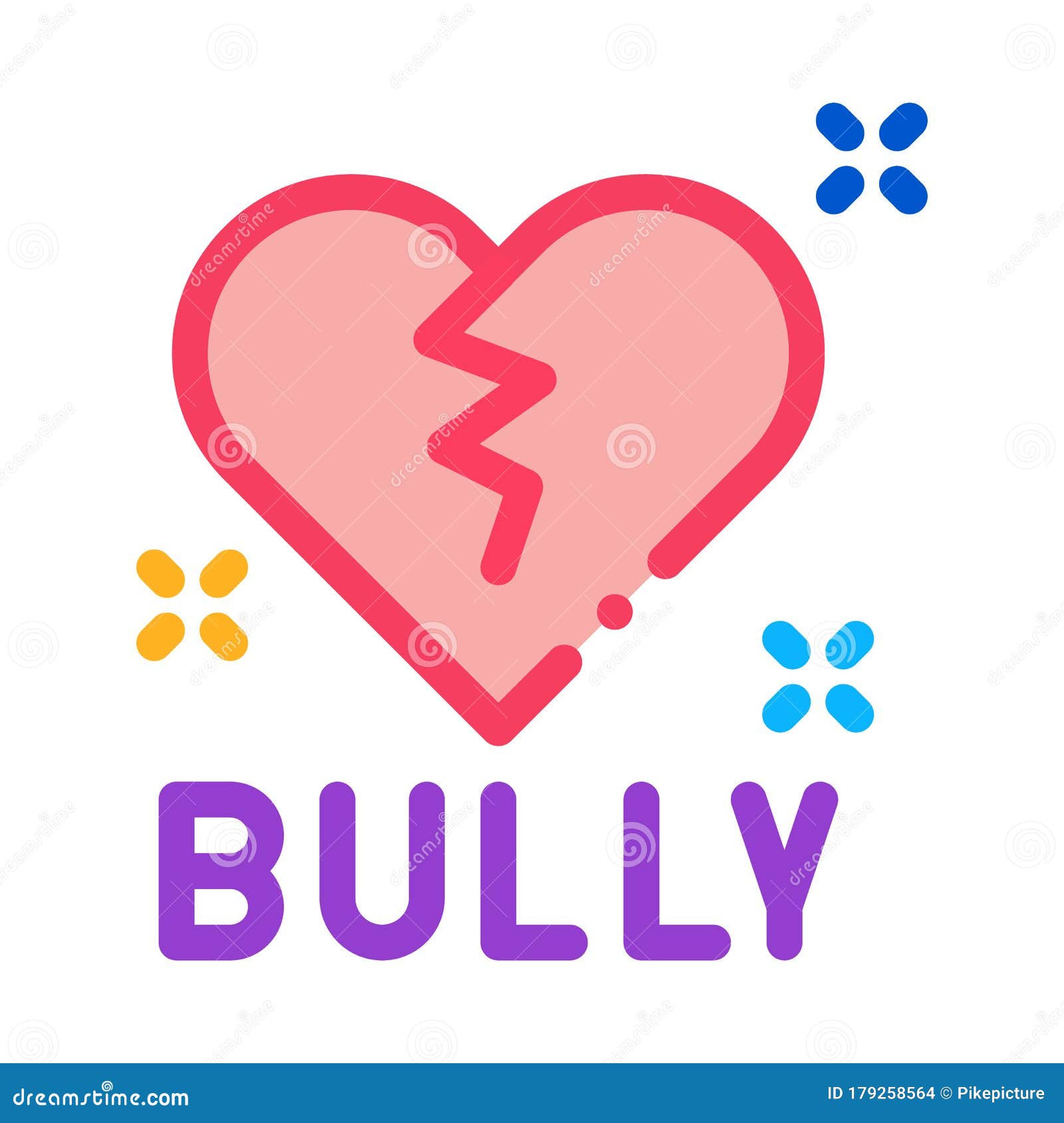 Bully Broken Heart Icon Vector Outline Illustration Stock Vector ...