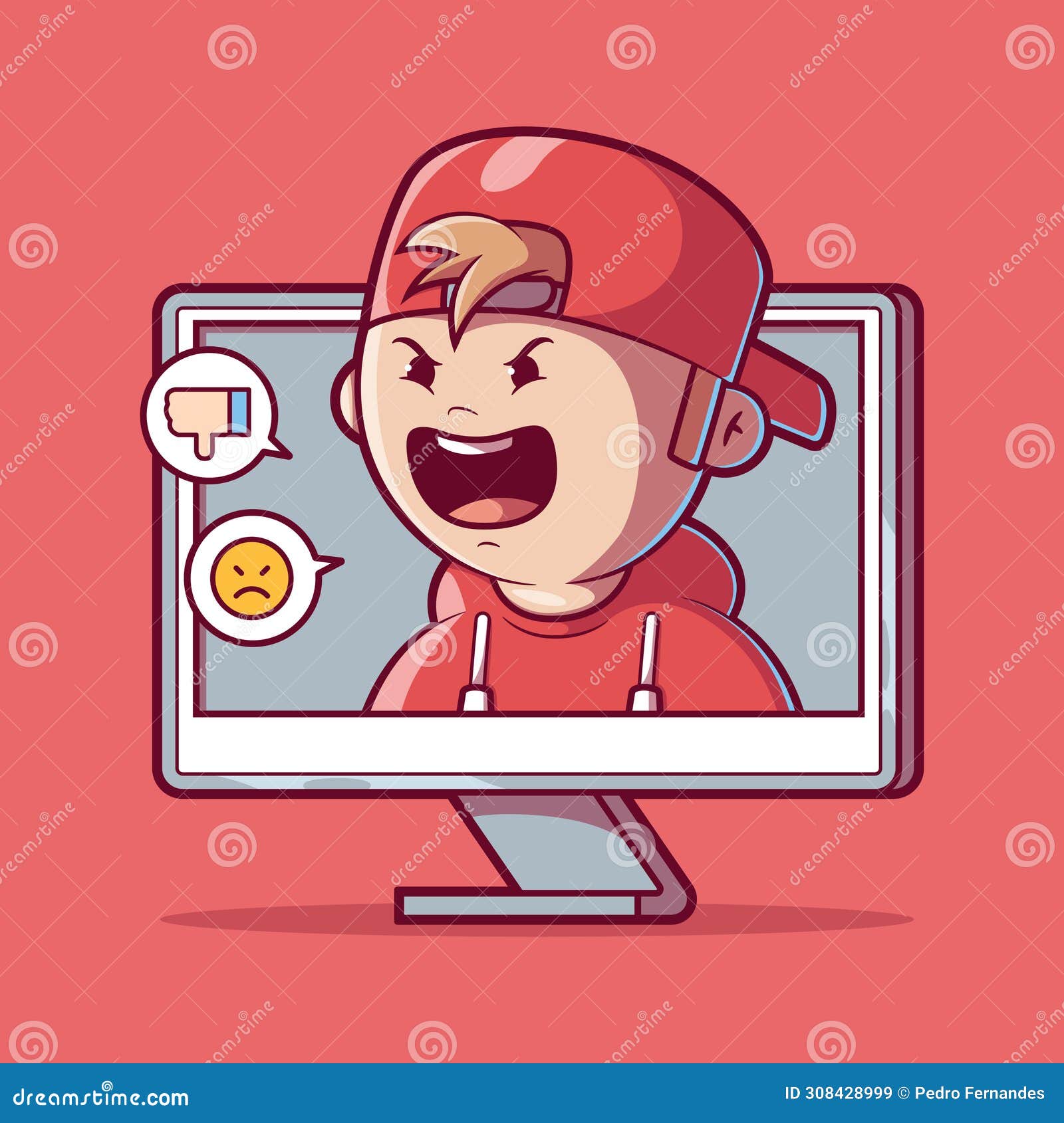 Computer Bully Cartoon Vector | CartoonDealer.com #17107203