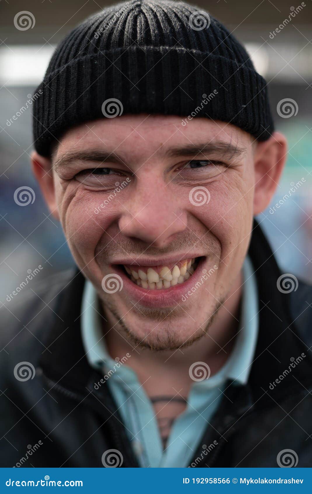 Bully Criminal in Black Leather Jacket by Day Stock Photo - Image of ...