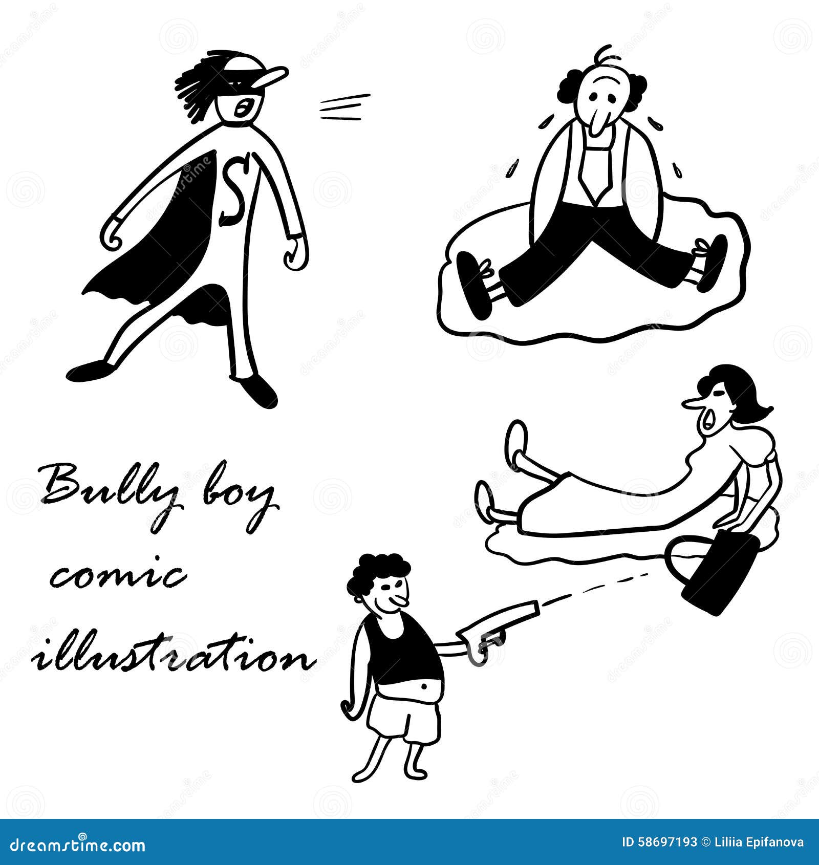 Bully And A Hero, Set Of Illustrations Cartoon Vector | CartoonDealer ...