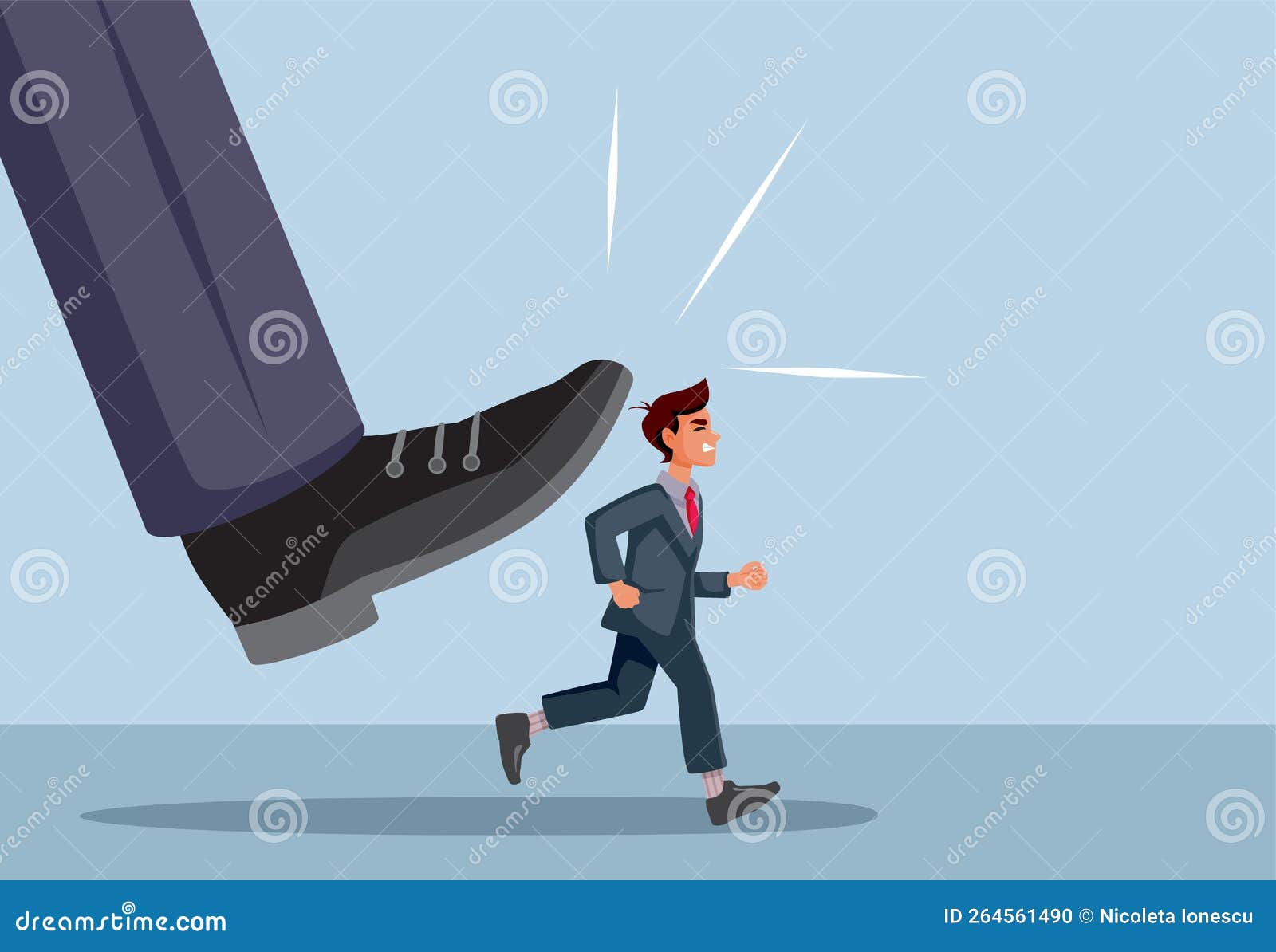 Authoritarian Evil Boss Stepping On Scared Employee Vector Cartoon ...