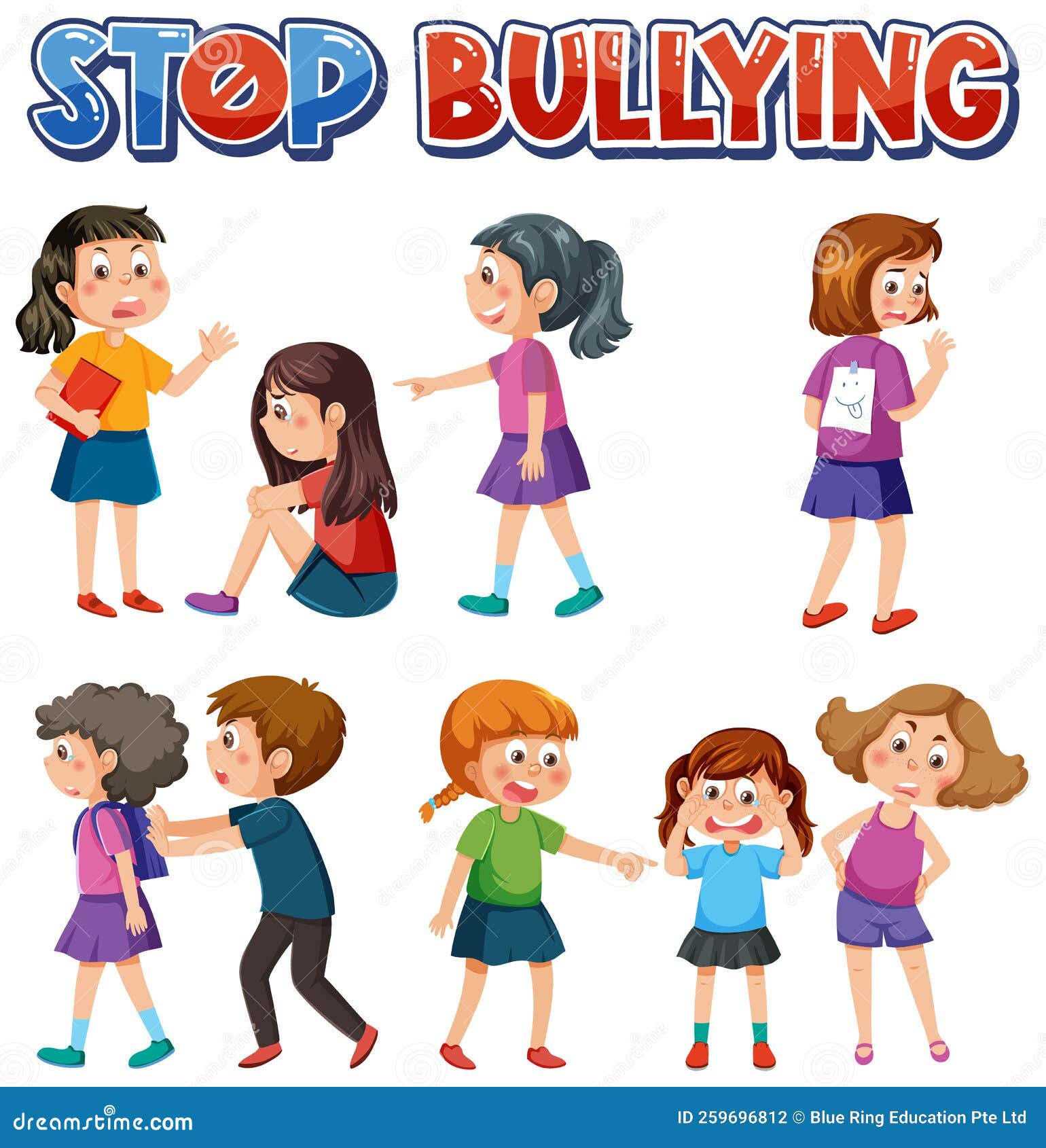 Bullying Kids Character Collection Stock Vector - Illustration of ...