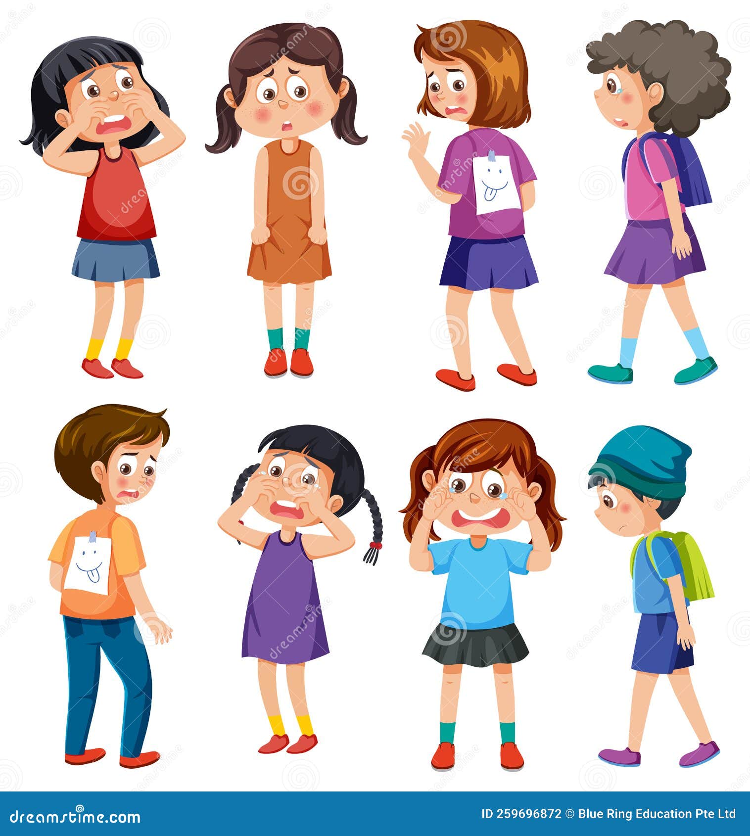 Bullying Kids Character Collection Stock Vector - Illustration of ...