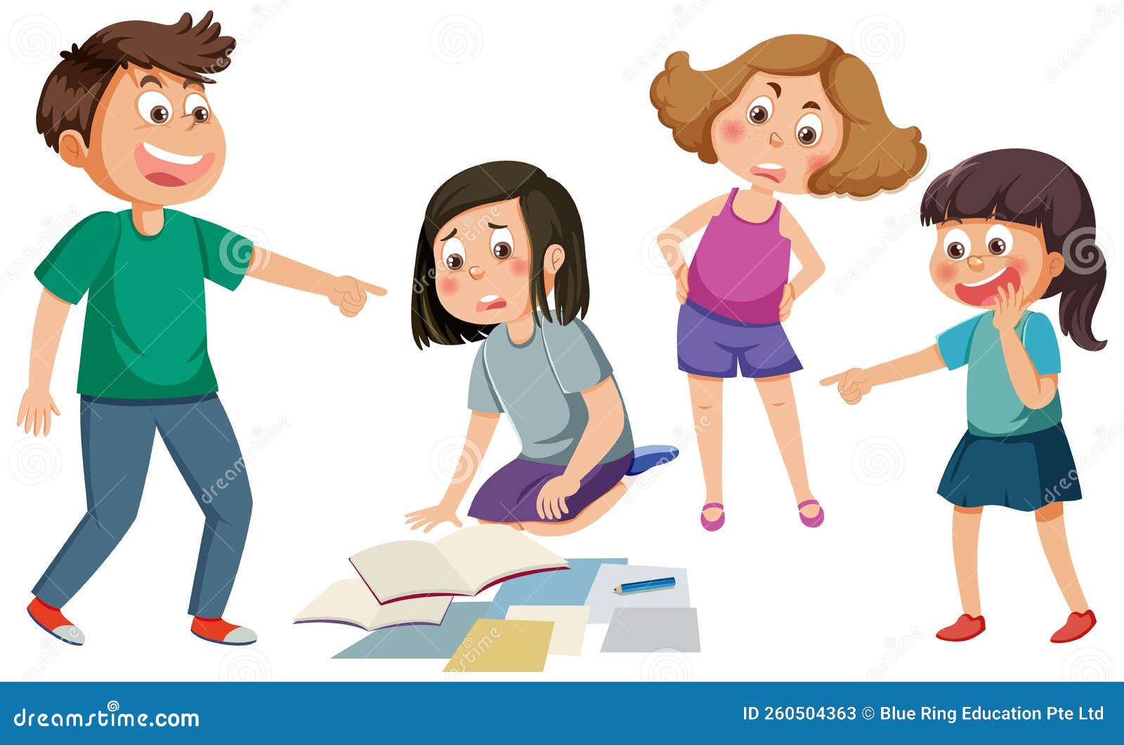 Bullying Kids Character Collection Stock Vector - Illustration of ...