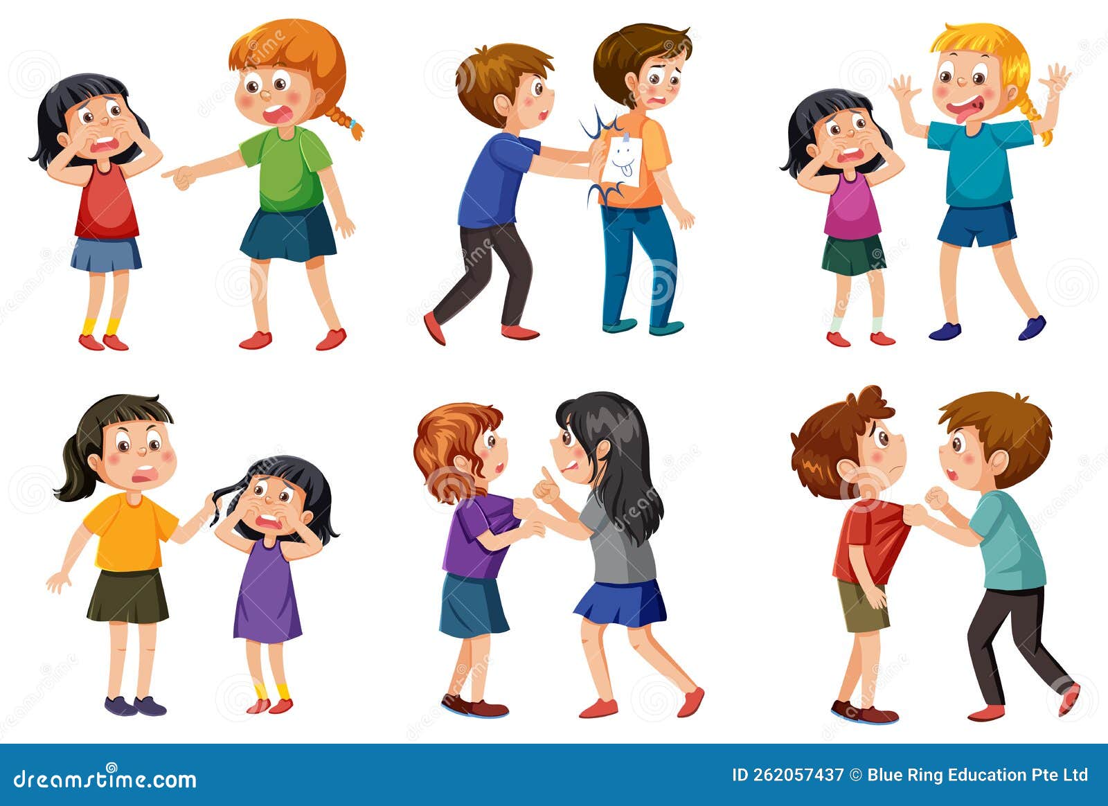 Bullying Kids Character Collection Cartoon Vector | CartoonDealer.com ...