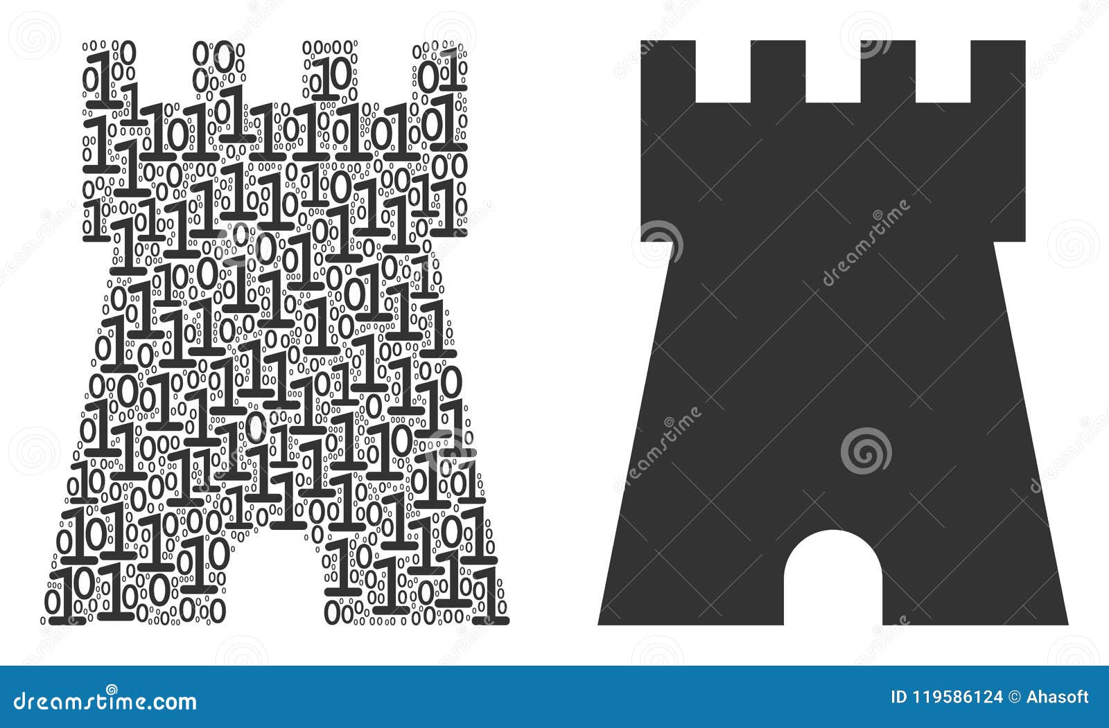 Bulwark Tower Collage of Binary Digits Stock Vector - Illustration of ...