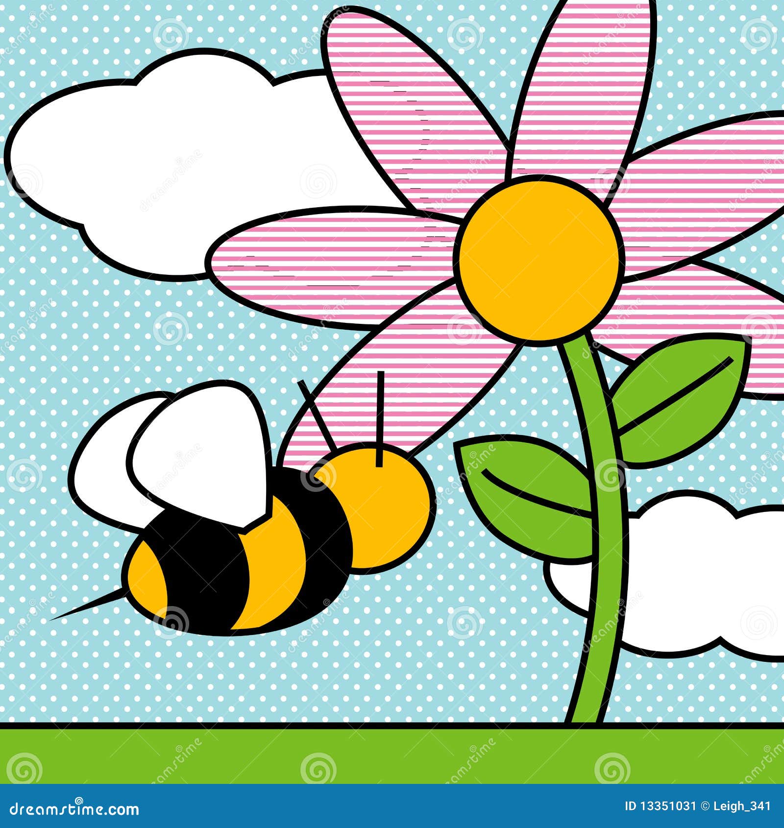 Bumble bee and flower stock illustration. Illustration of children ...