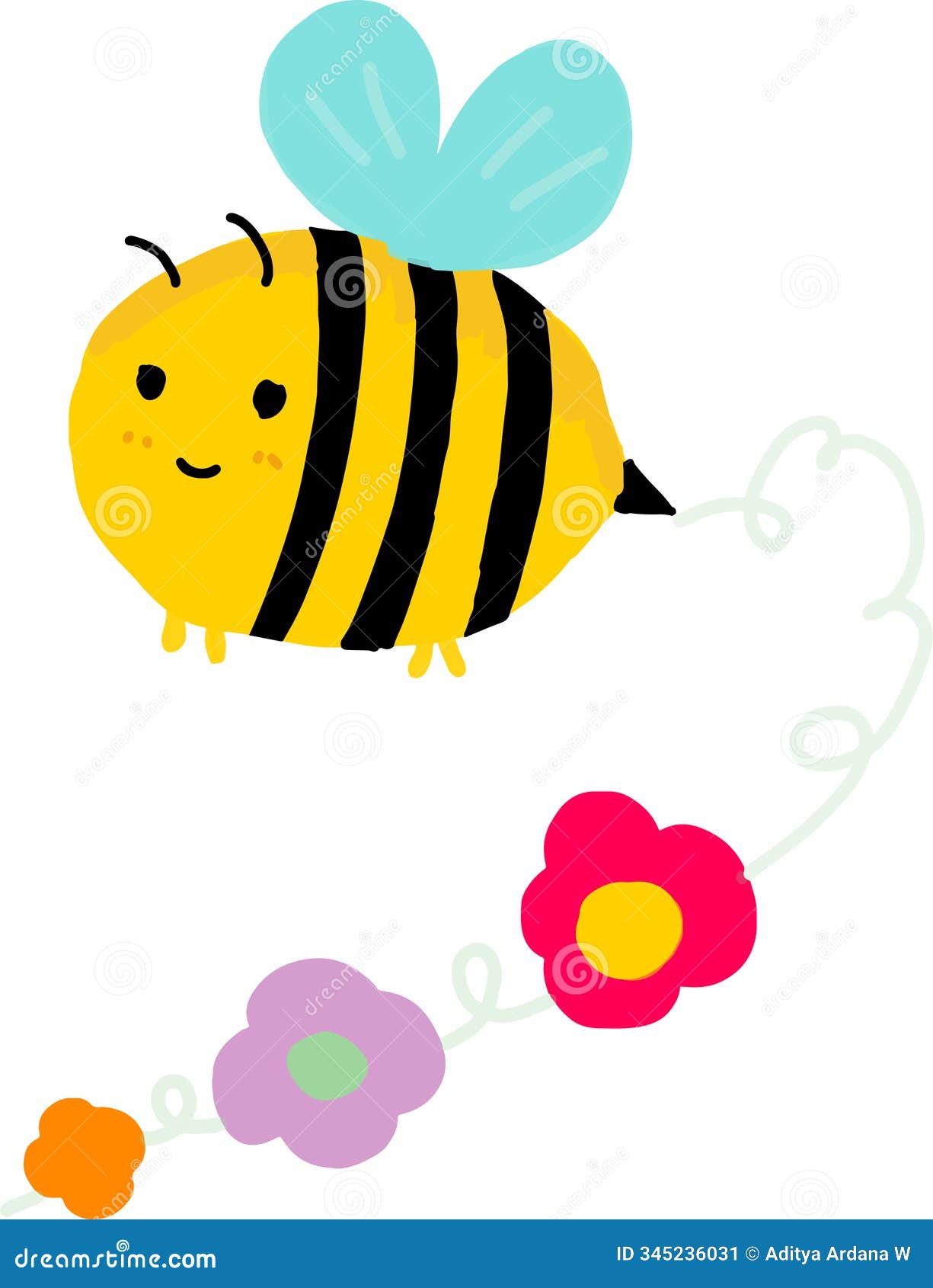 Bumble Bee and Flower Illustration Stock Vector - Illustration of logo ...