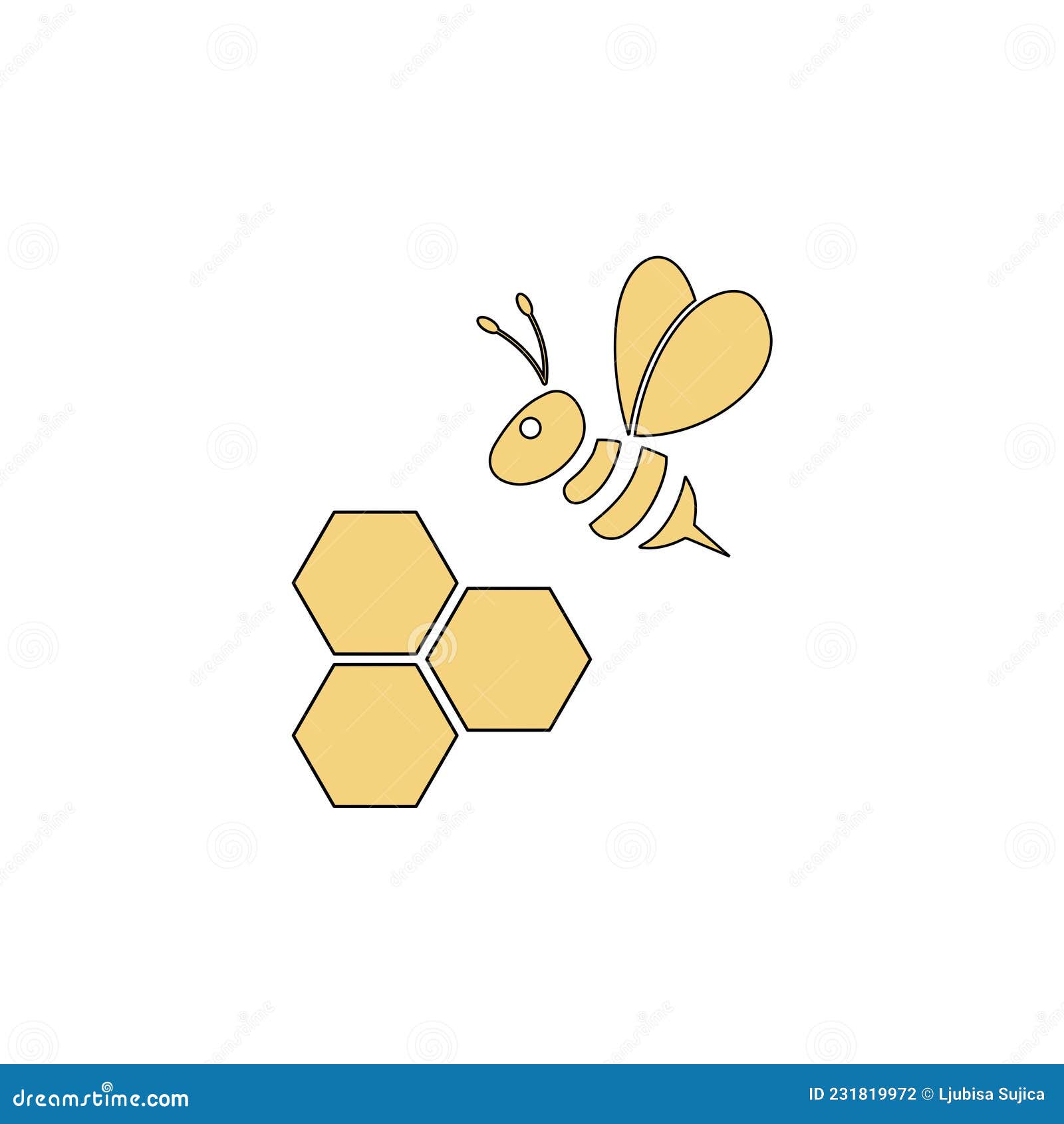 Simple Bumble Bee Silhouette Isolated On White Cartoon Vector ...