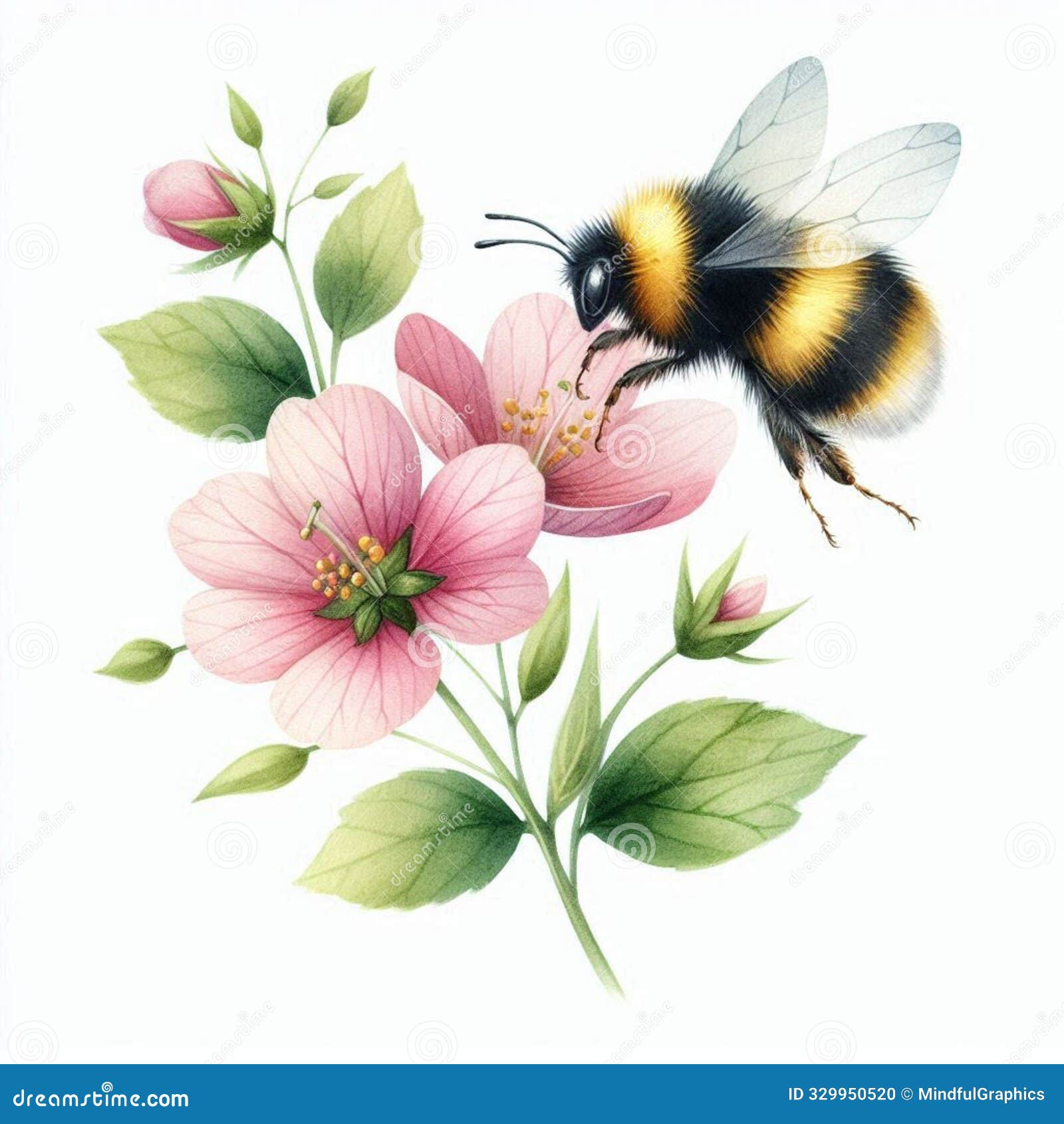 Bumble Bee Hovering Over a Flower Stock Illustration - Illustration of ...