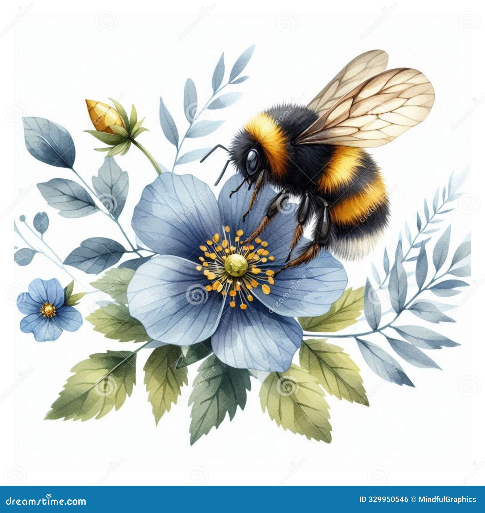 Bumble Bee Flower Illustration Stock Illustration - Illustration of ...