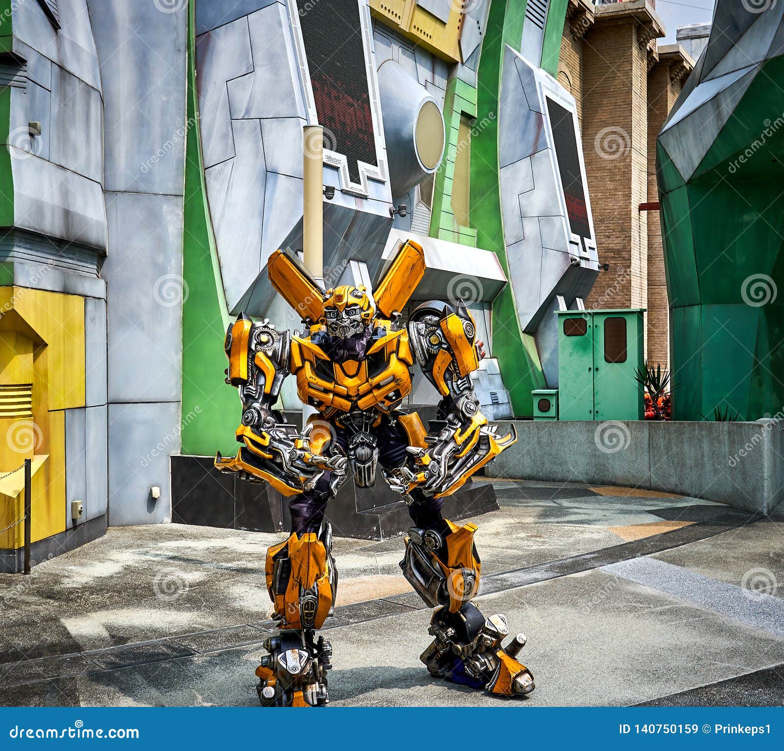 Bumble Bee Transformer Robot Model Posing for Picture at the Universal ...