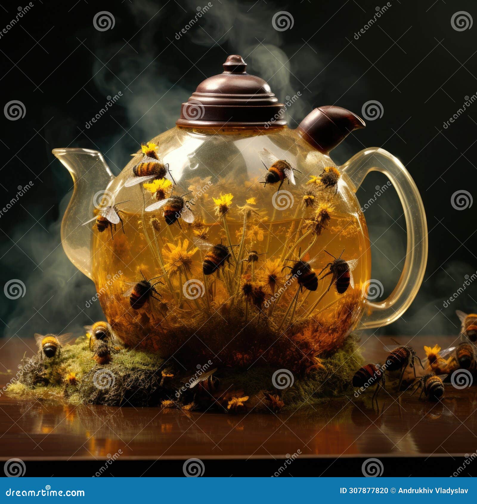 Bumble Bees Living Inside Waxy Tea Pot Stock Illustration - Illustration of design, nature ...