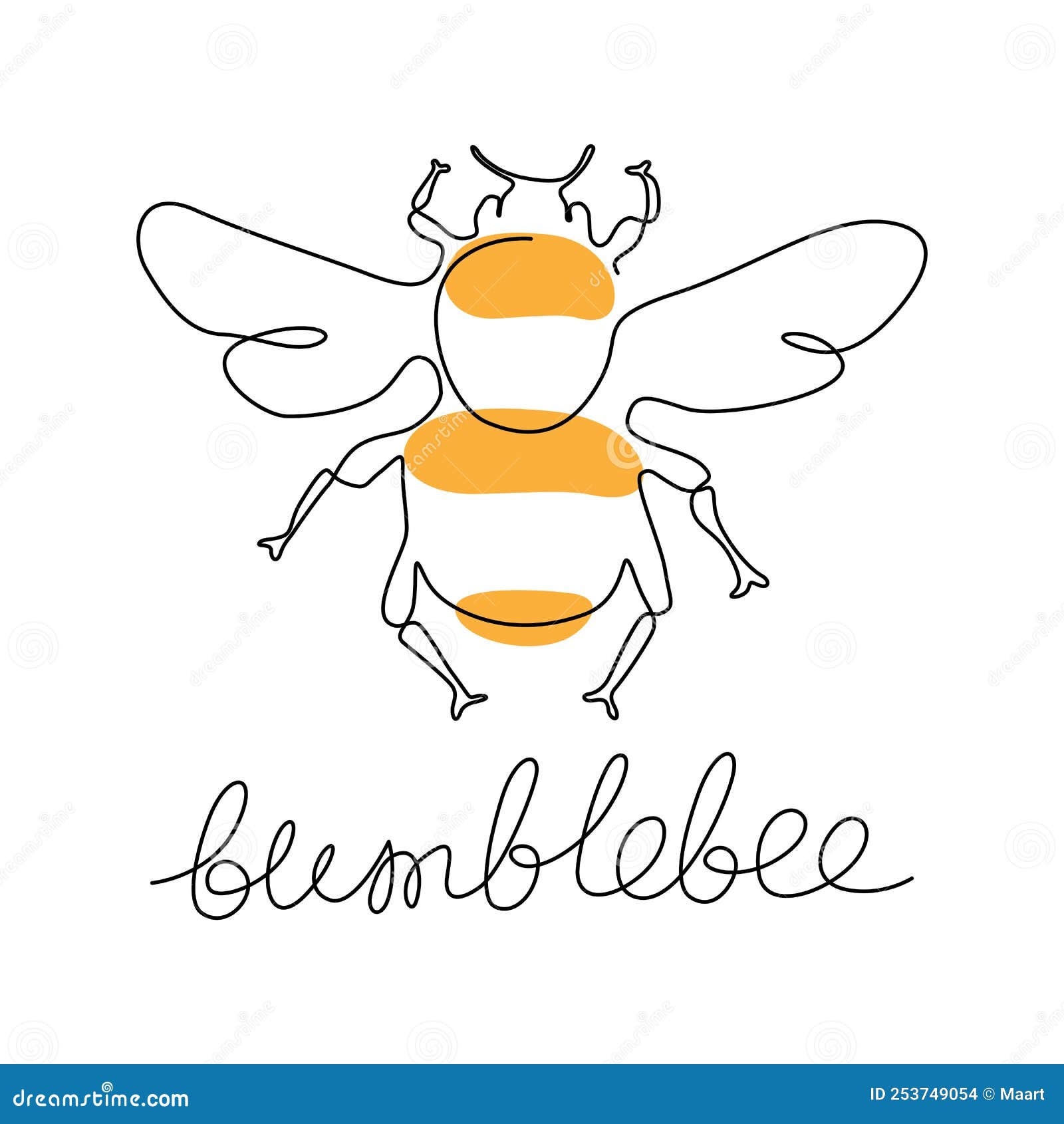 Bumblebee in Continuous Line Art Drawing Style Stock Vector ...