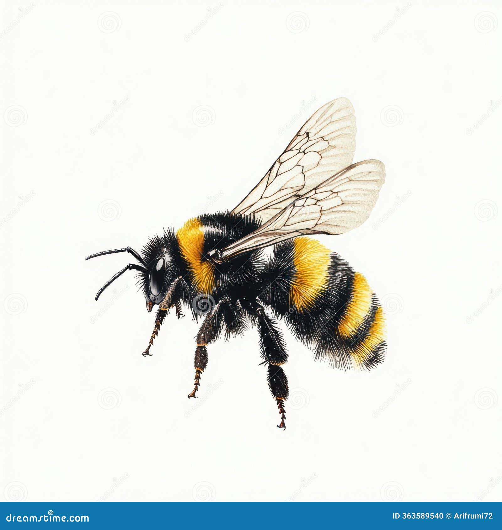 Bumblebee In Flight, Vector Color Drawing, Vector Drawing Of A Bee In ...