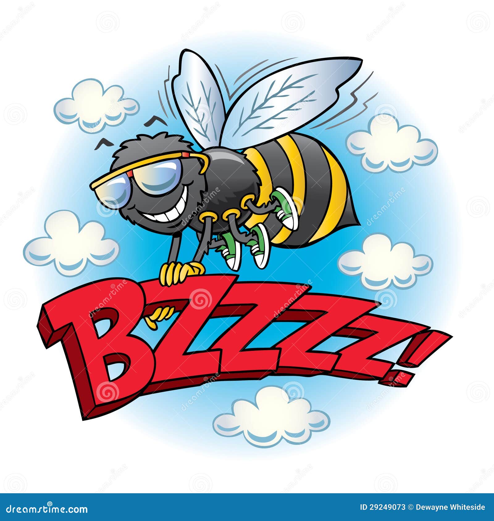 Bumblebee Flying With The Word Buzz Stock Photos - Image: 29249073