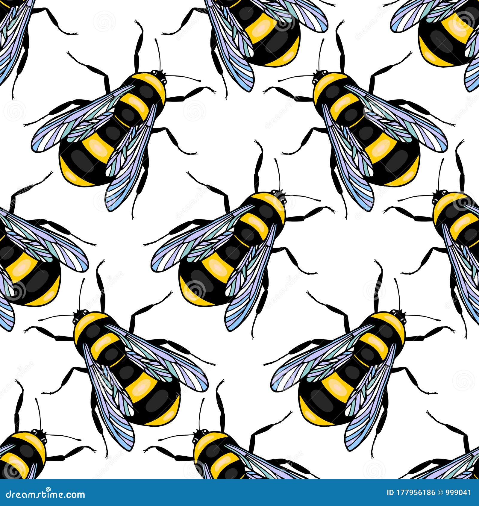Bumblebee Insect Seamless Pattern . Eps10 Vector Stock Illustration ...