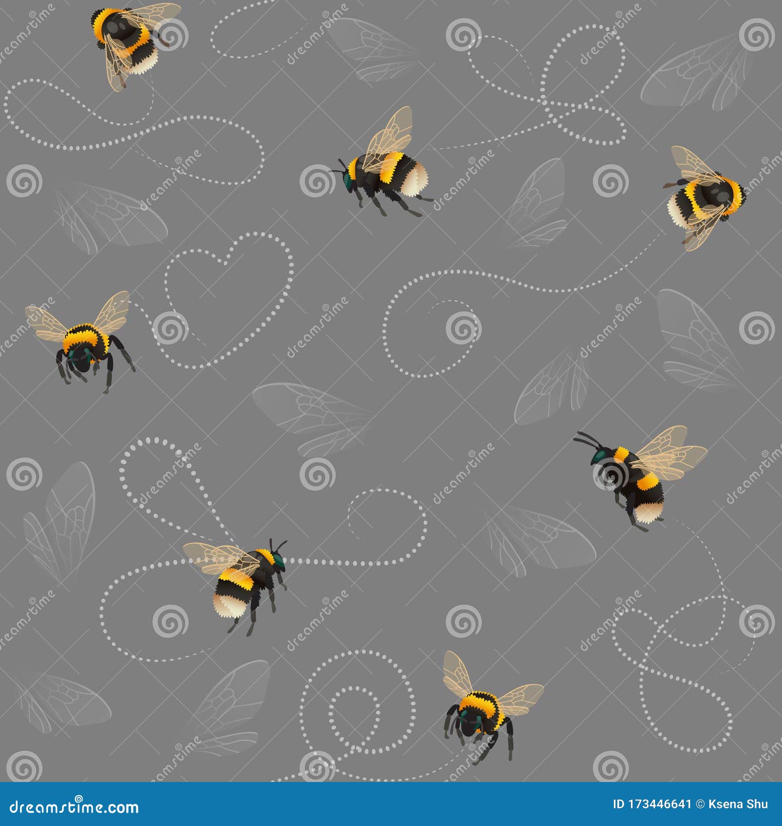 Bumblebee Seamless Pattern with Abstract Lines Stock Vector ...