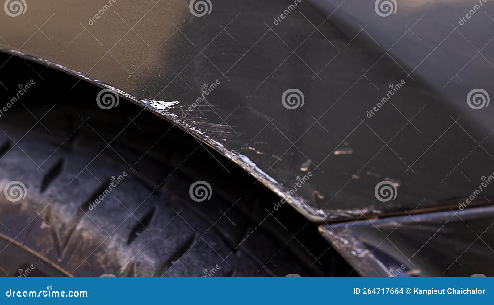 Bumper Car Scratched with Deep Damage To the Paint. Dent Car Scratch ...